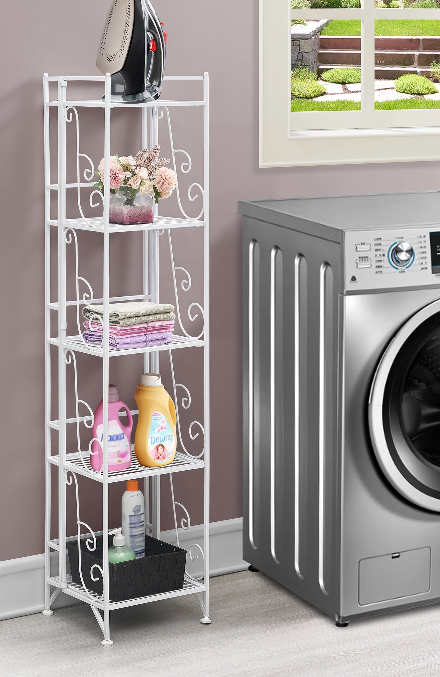 Convenience Concepts Xtra Storage 5 Tier Folding Metal Shelf with ...