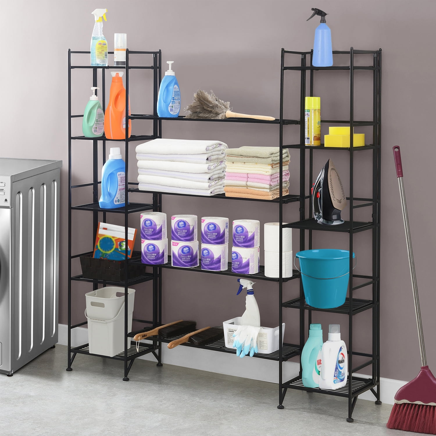 Convenience Concepts Xtra Storage Folding Metal Shelves, 5 Tier, Deluxe ...