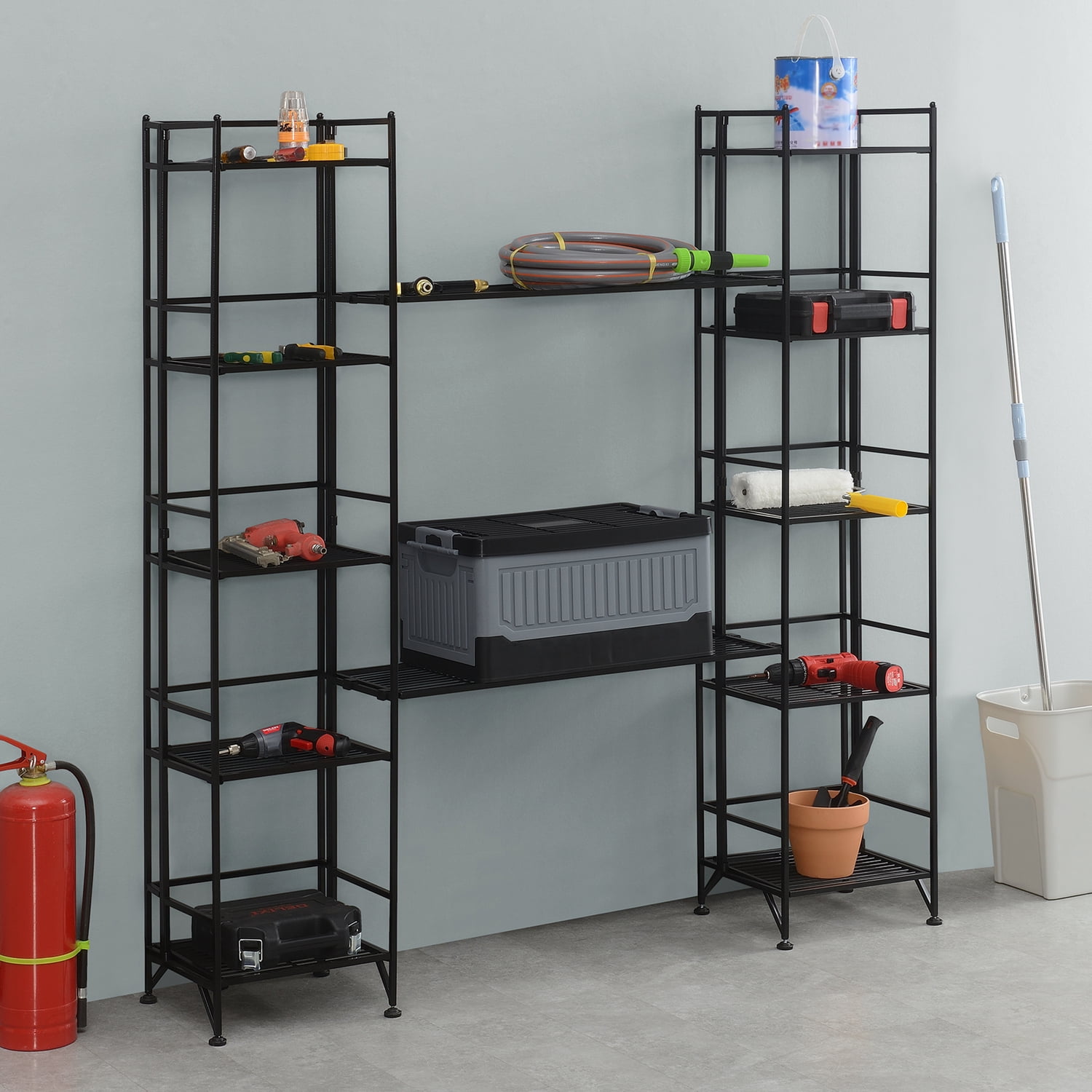 Convenience Concepts Xtra Storage 5 Tier Folding Metal Shelves with Set ...