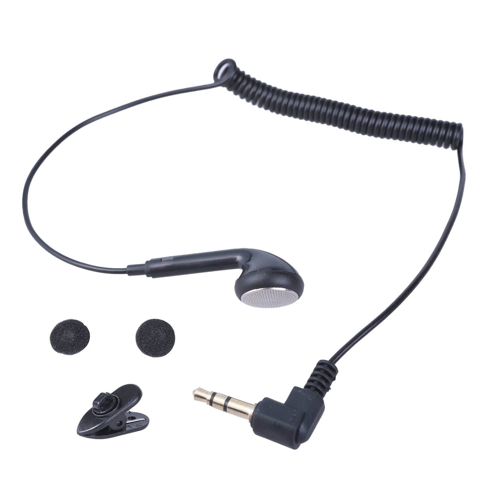 Convenient 3.5mm Single Side Earphone Spring Coiled Cable Mono Earbud ...