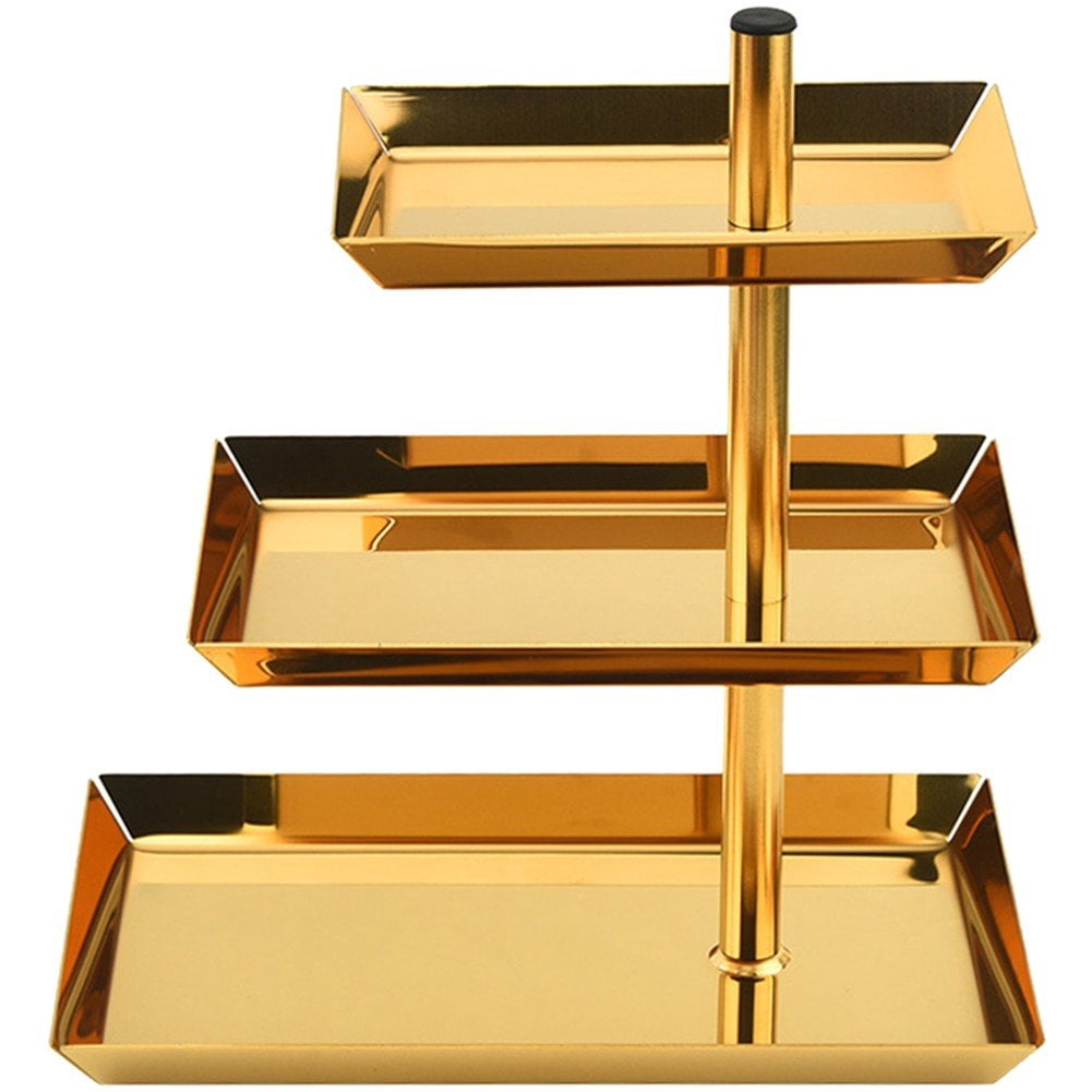Convenient 3 Layer Serving Stand And Platters Set Sturdy Metal Pastries ...