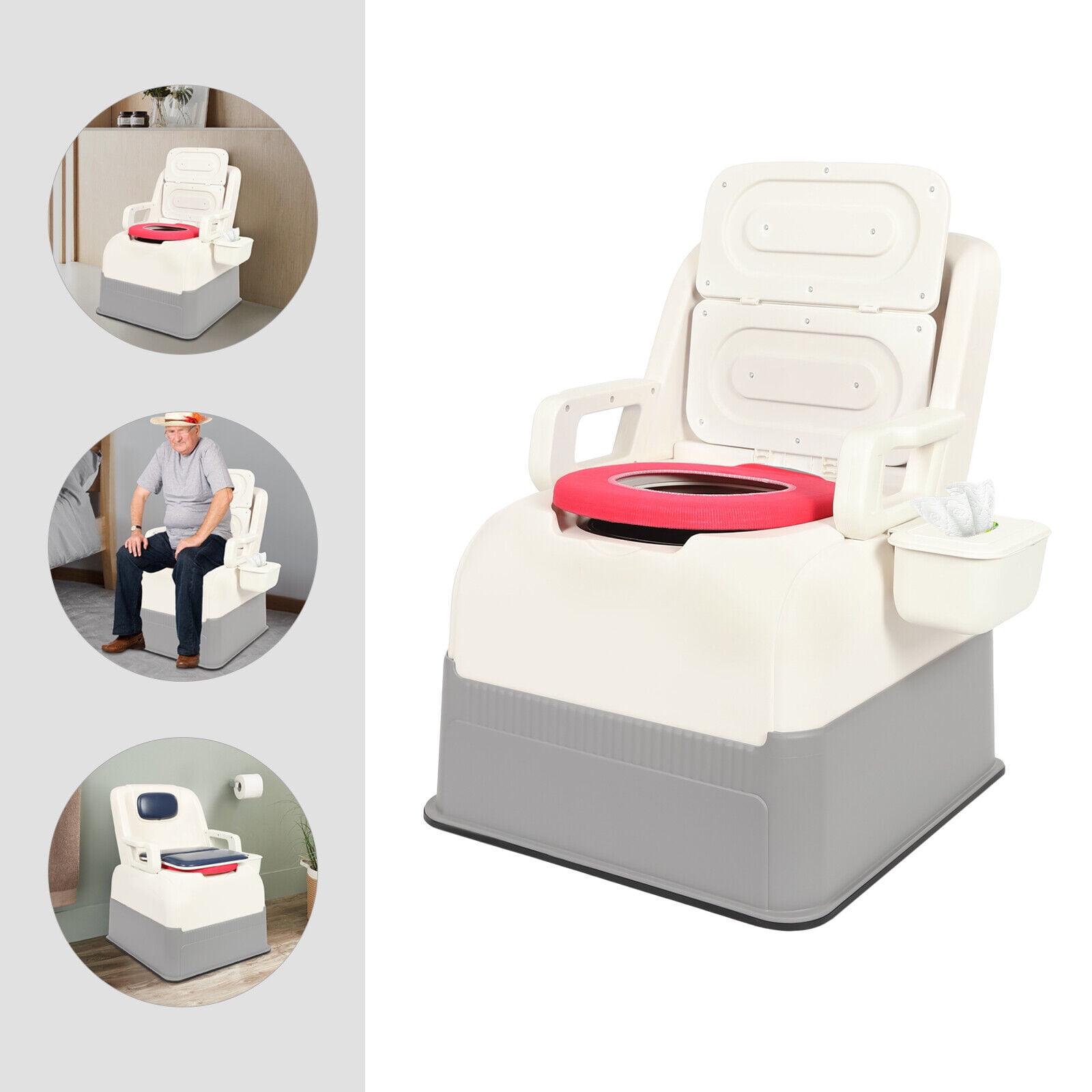 Convenient Bedside Commode Chair, Safety Commode Toilet with a Handle for the Elderly, Pregnant ...