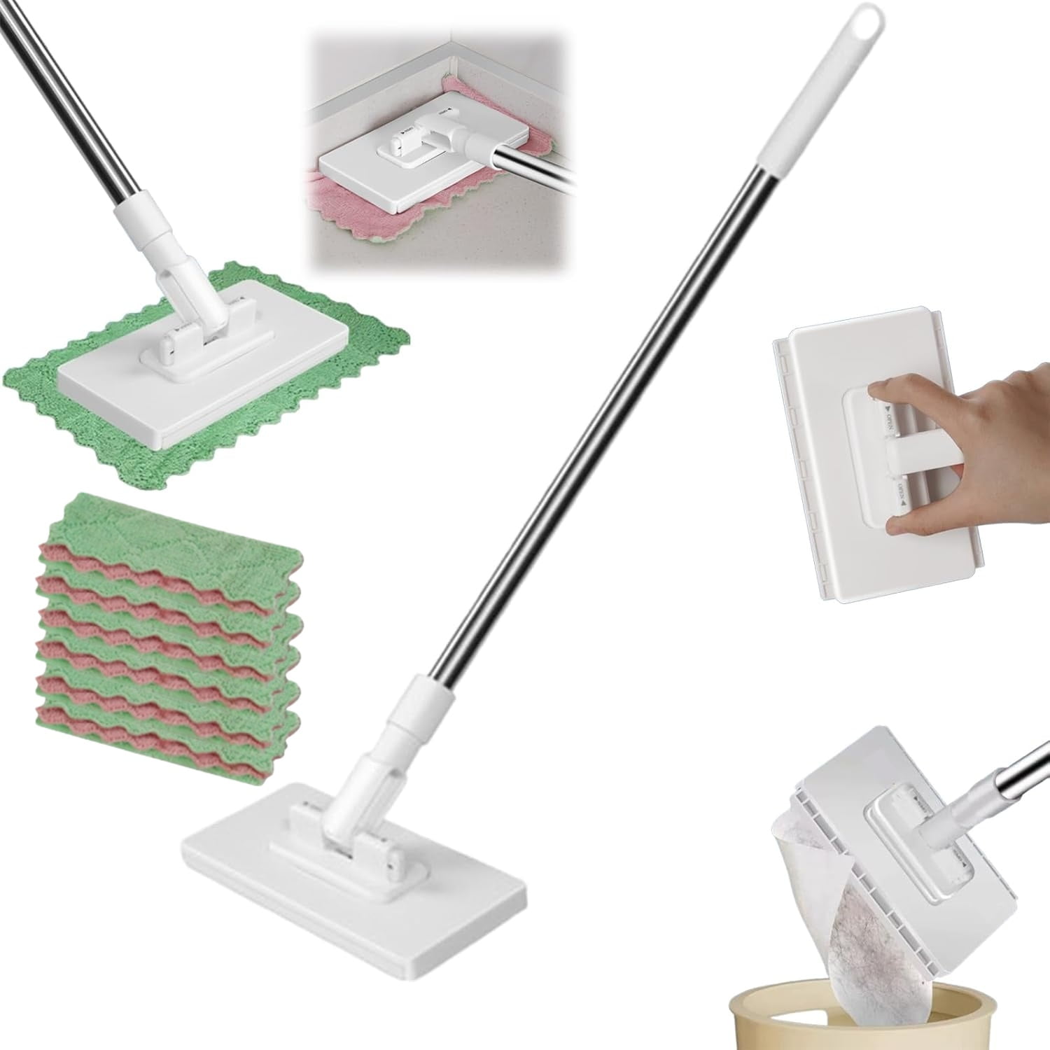 Convenient Cloth Changing Mini Mop, Automatic Cloth Changing Snap Grip ...