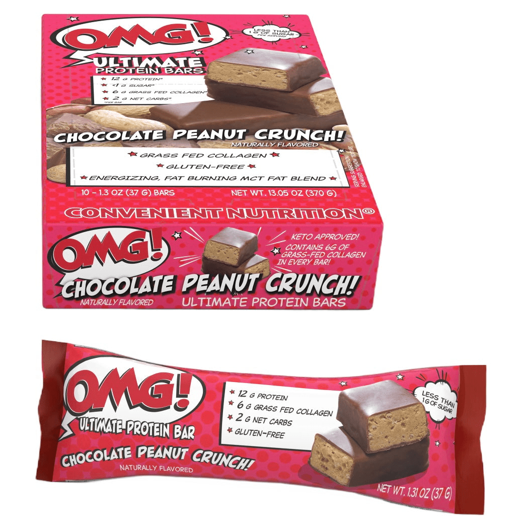 Convenient Nutrition OMG Protein Bar - Chocolate Peanut Crunch (10 Bars ...