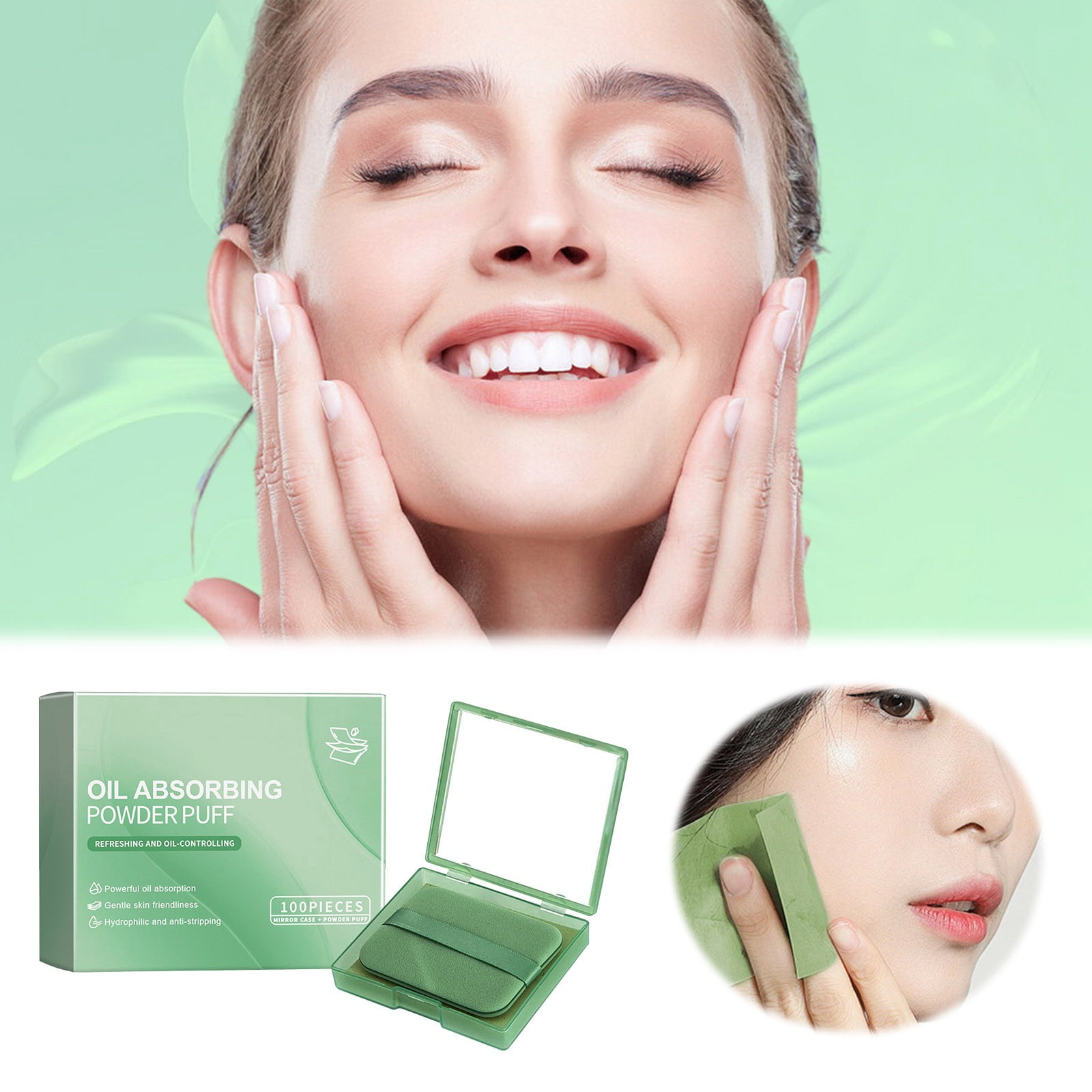 Convenient Oil Absorbing Facial Paper With Puff And For Refreshing Oil ...