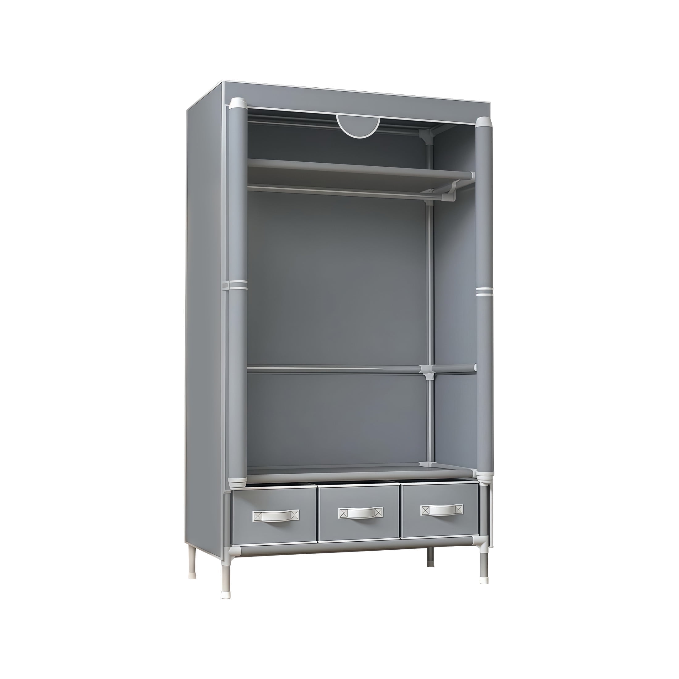 Convenient Oxford cloth closet Hanging area + shelves + side pockets ...