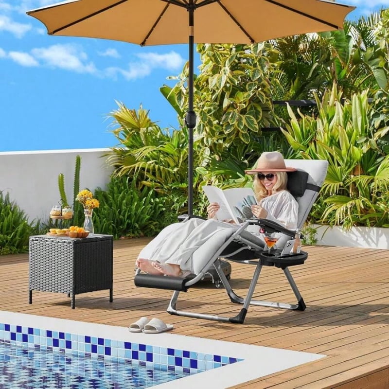 Convenient Side Cup Holder Tray Zero Gravity Chair, Folding Reclining ...