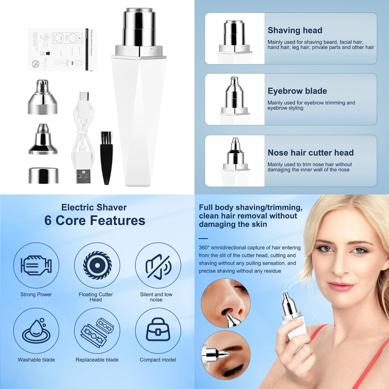 Efficient 3 in 1 Precision Bikini Nose and Eyebrow Trimmer | Convenient ...