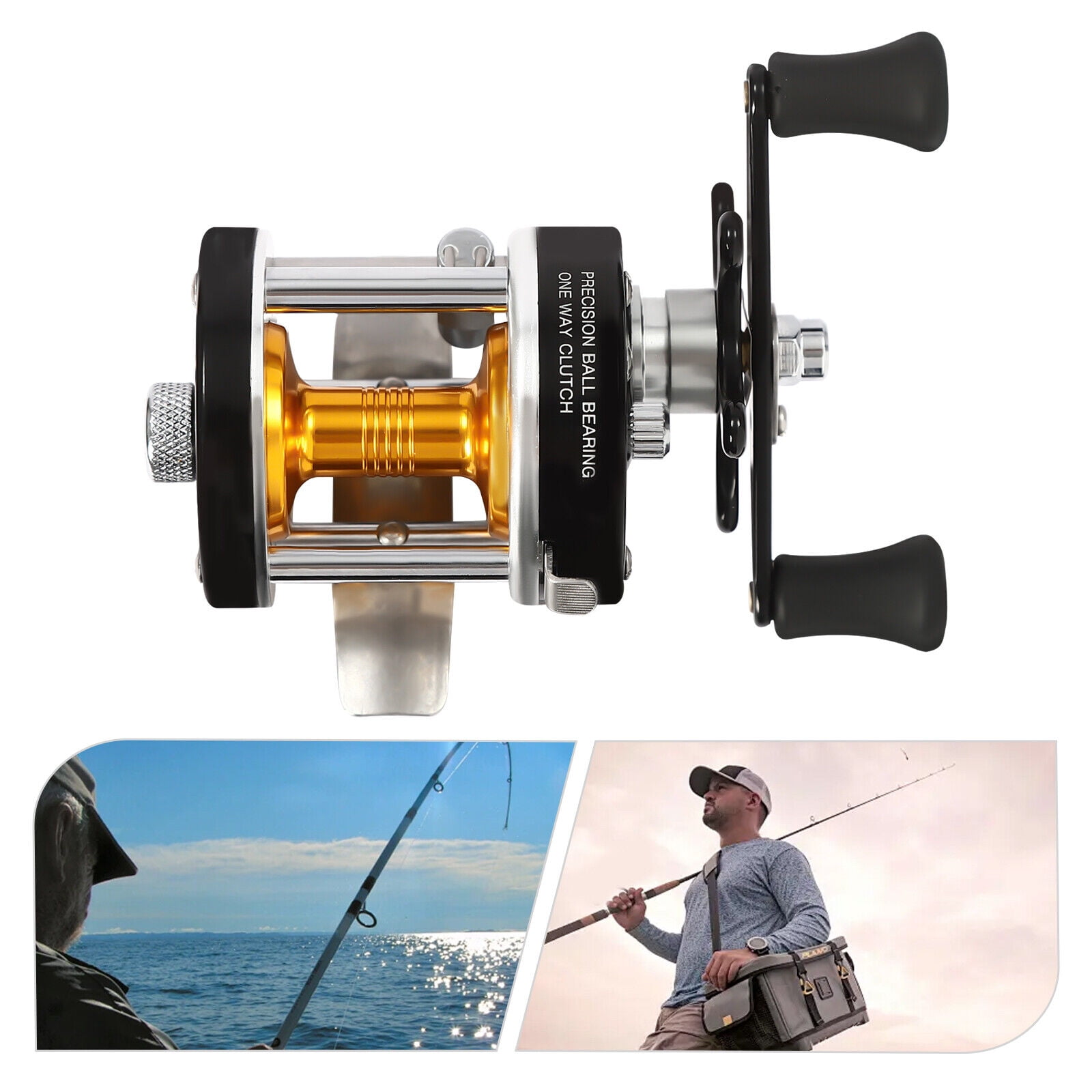 2.16*1.81in Modern Conventional Reel Round Baitcasting Reel Black for ...