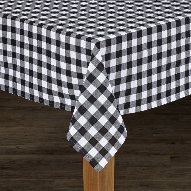 Conventry Black Buffalo Check 100% Cotton Tablecloth 70" Round ...