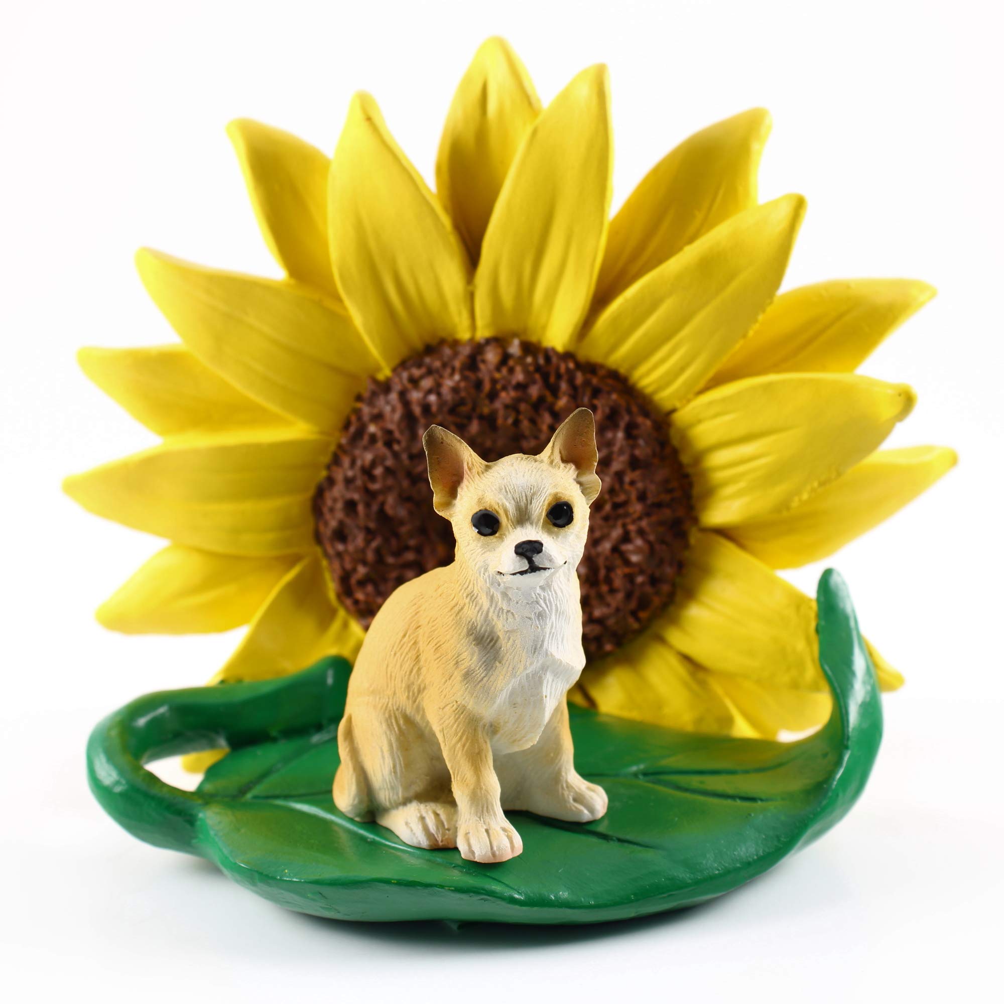 Conversation Concepts Chihuahua White and Tan Figurine Sunflower Statue ...
