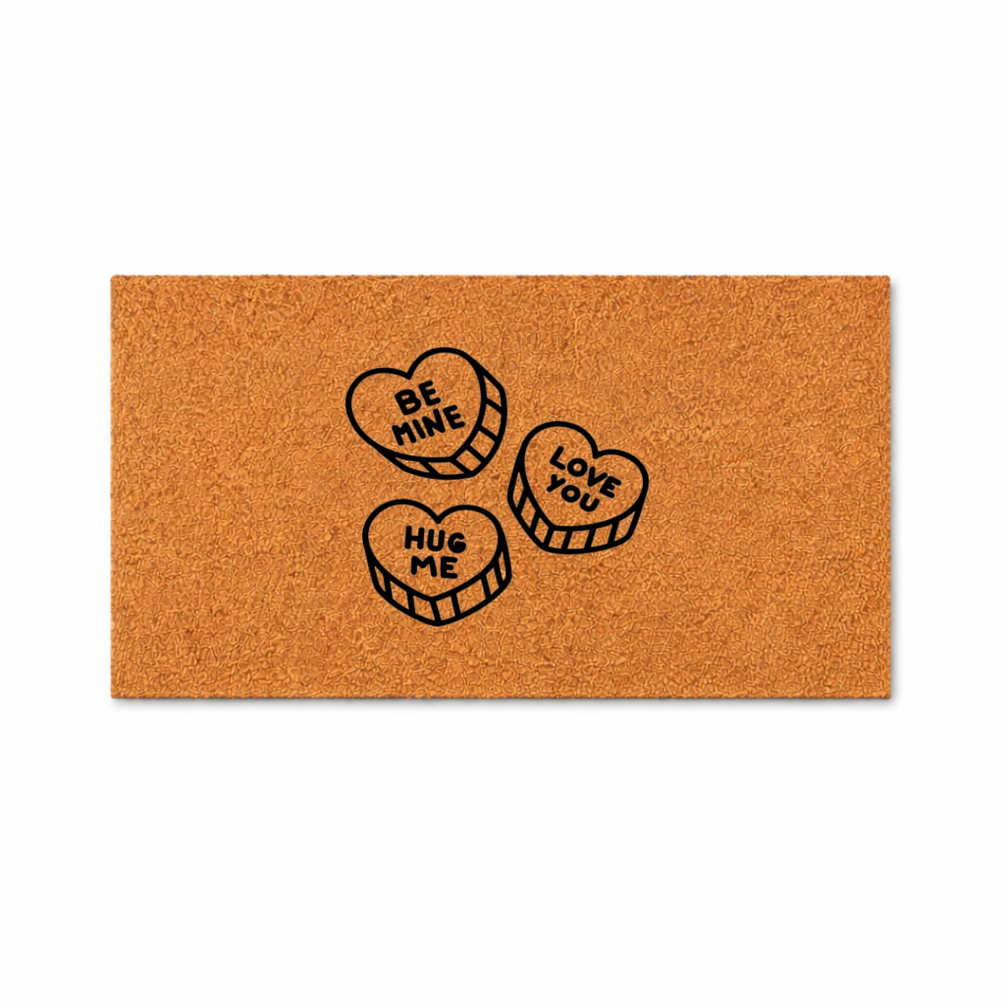 Be Mine, Love You, Hug Me - Brown Coir PVC Outdoor Doormat (36x72 ...
