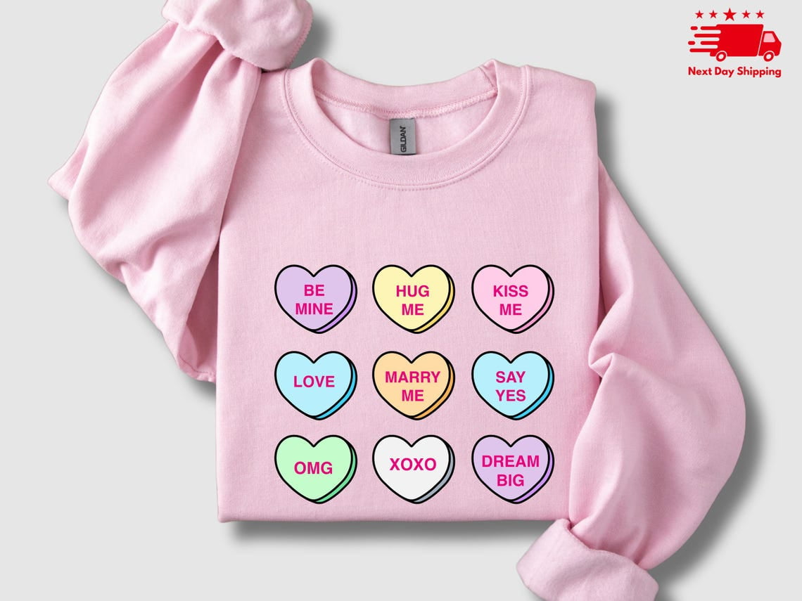 Conversation Hearts Valentine Sweatshirt Candy Heart - Walmart.com