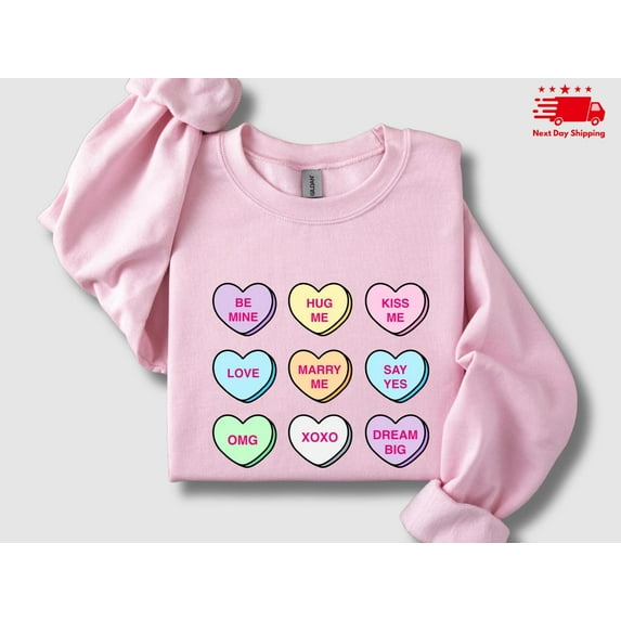 Conversation Hearts Valentine Sweatshirt Candy Heart - Walmart.com