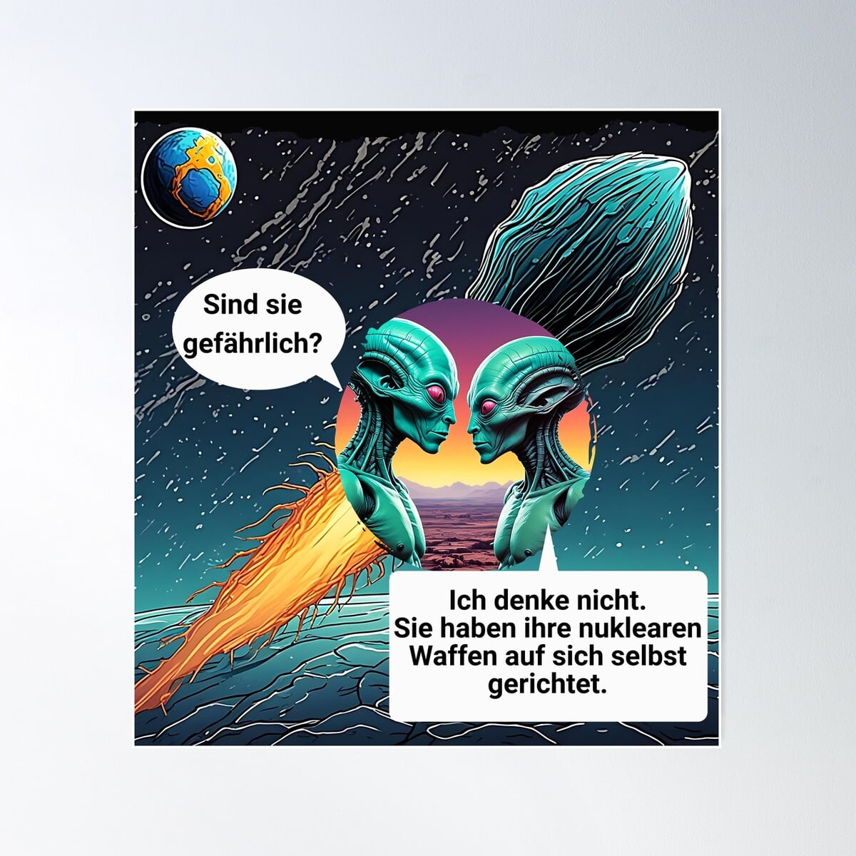 Conversation Of Aliens About Earth Poster Wall Art, Modern Wall Decor ...