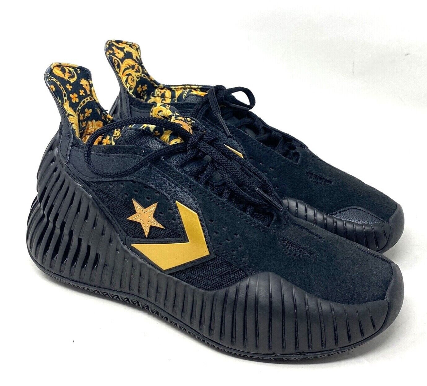 Converse BB Prototype CX Black Gold Mesh Mid Basketball Sneakers ...