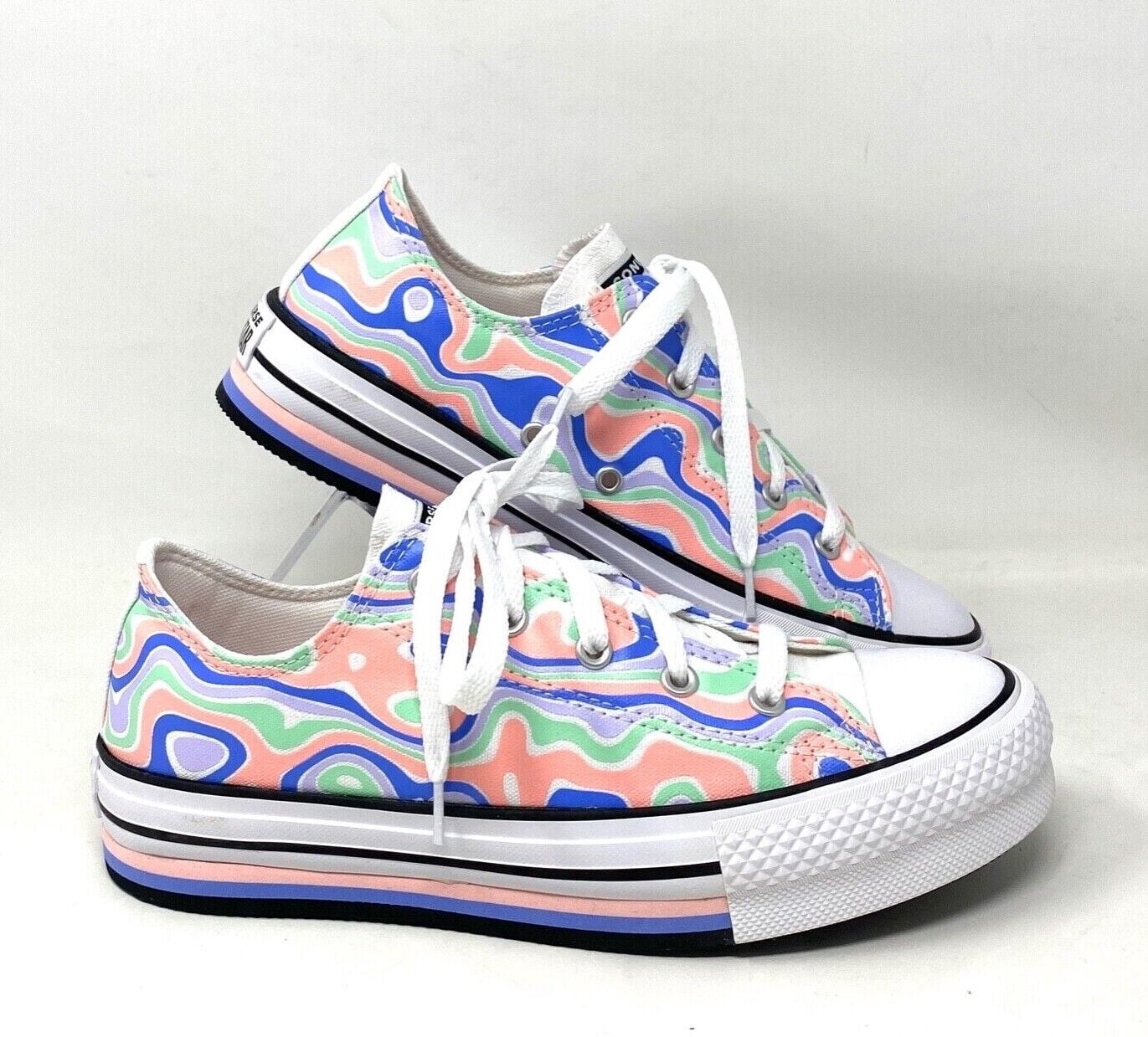 Converse CTAS Lift Platform Low Top Multi Kids Canvas Sneaker A01018F ...