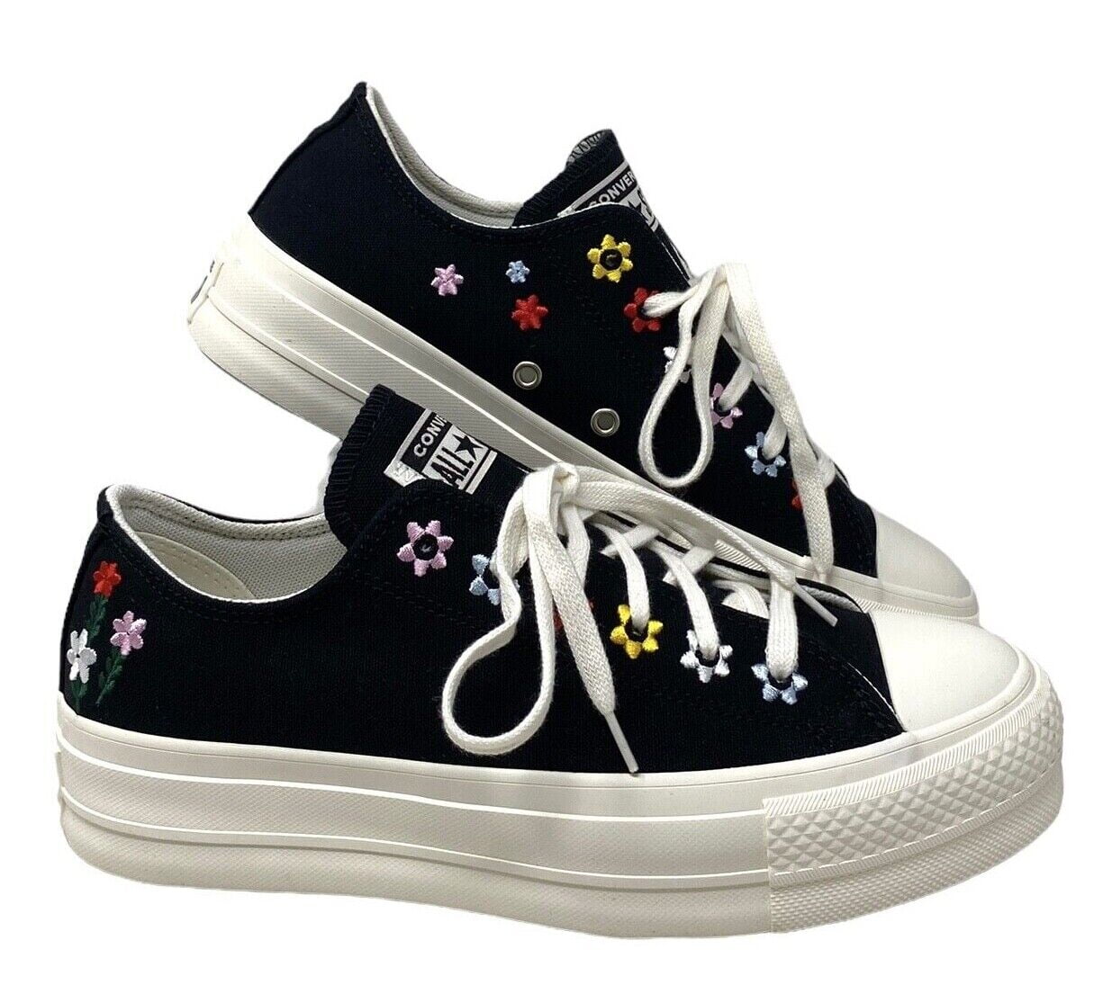 Converse Chuck Lift Platform Shoes Low Black Multi Casual Sneakers ...