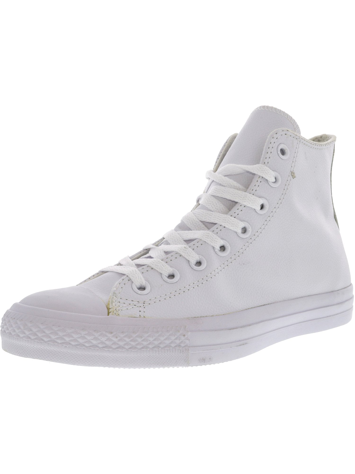 Converse All Star Hi White Monochrome High-Top Leather Fashion Sneaker ...