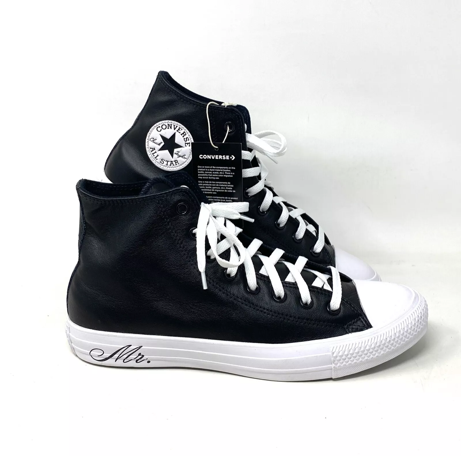 Converse Ctas High Top Black Wedding Leather Sneakers Custom A02247C ...