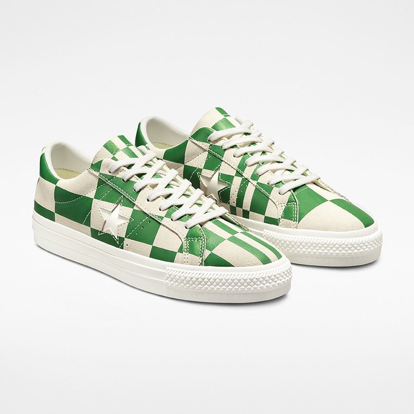 Converse One Star Low Top Suede Checker White Green Sneakers 172353C ...