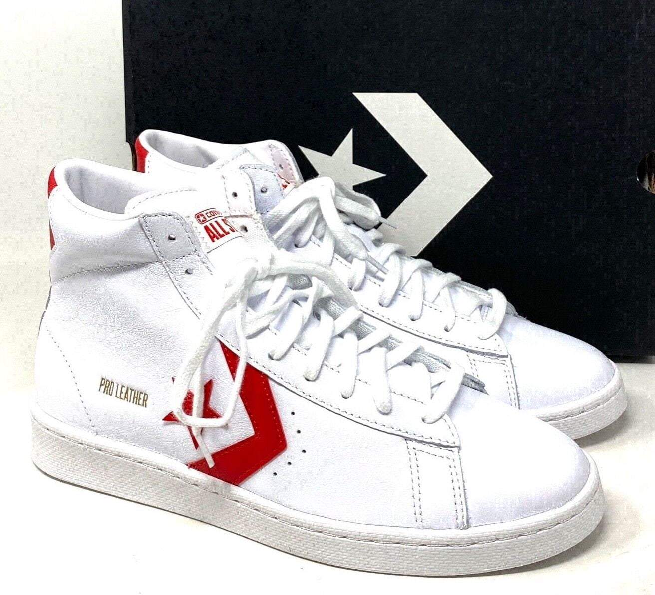 Converse Pro Leather Sneakers High Top Casual Shoe White Red 168131C ...