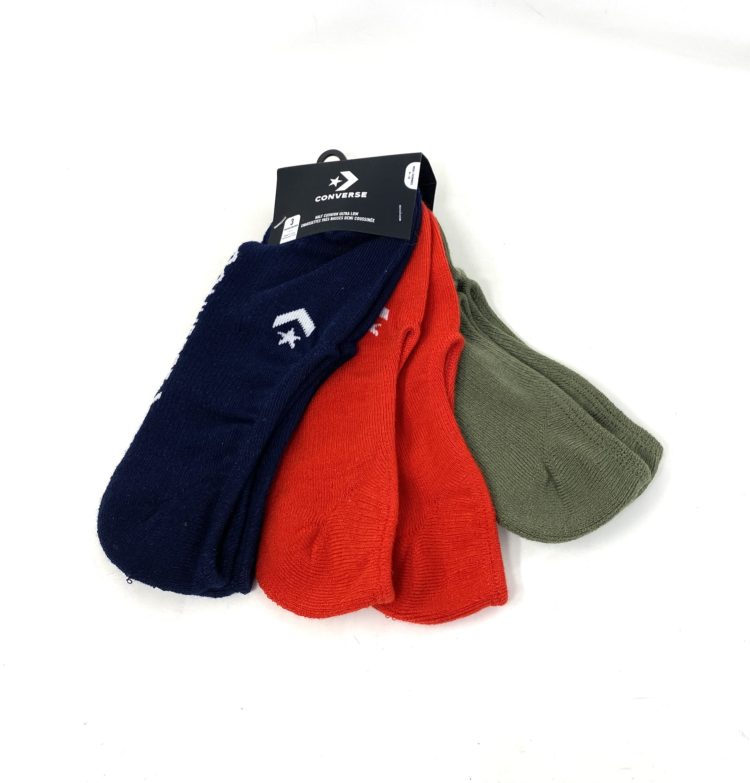 Converse Ultra Low Socks 3 Pair Red Blue Green Women's Size 6 - 12 ...