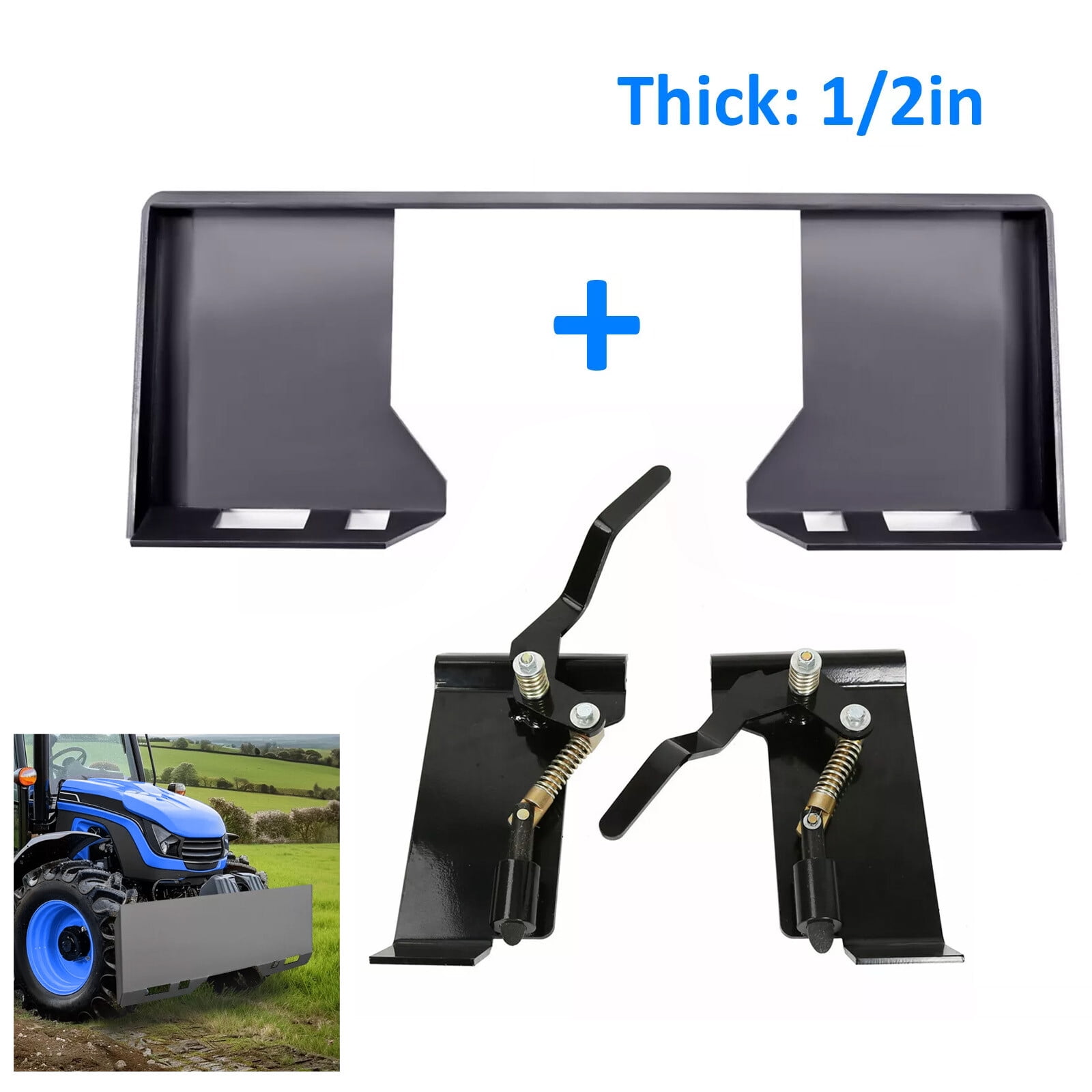 Conversion Adapter Latch & Mount Plate 1/2" HD Skid Steer Quick Tach ...