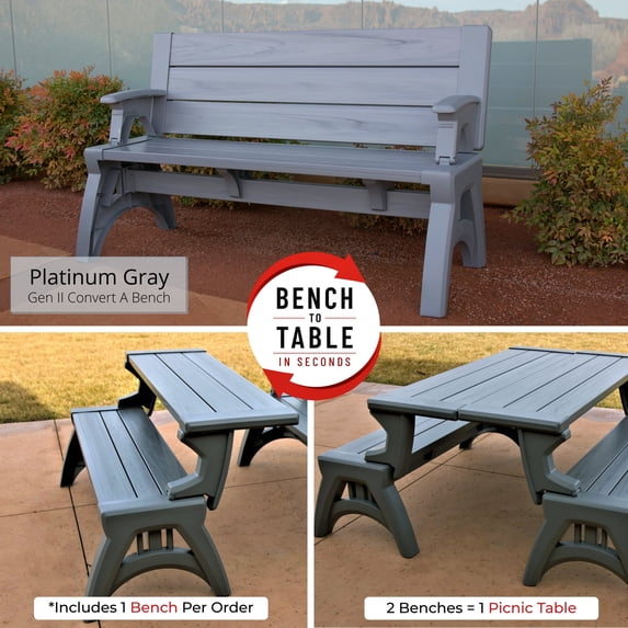 "Convertible Furniture, Convert a Bench 60"" Outdoor Patio Bench/Table ...
