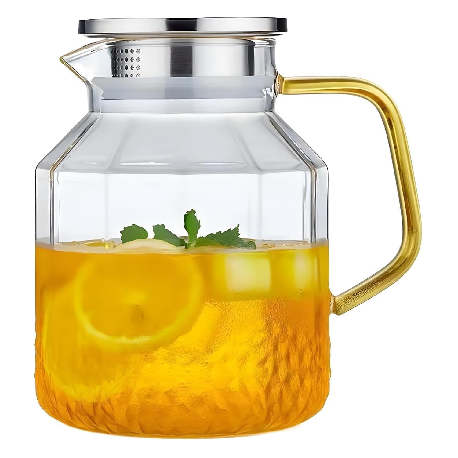 ConvertKitchen Glass Pitcher with Lid and Golden Handle 18 Litre ...