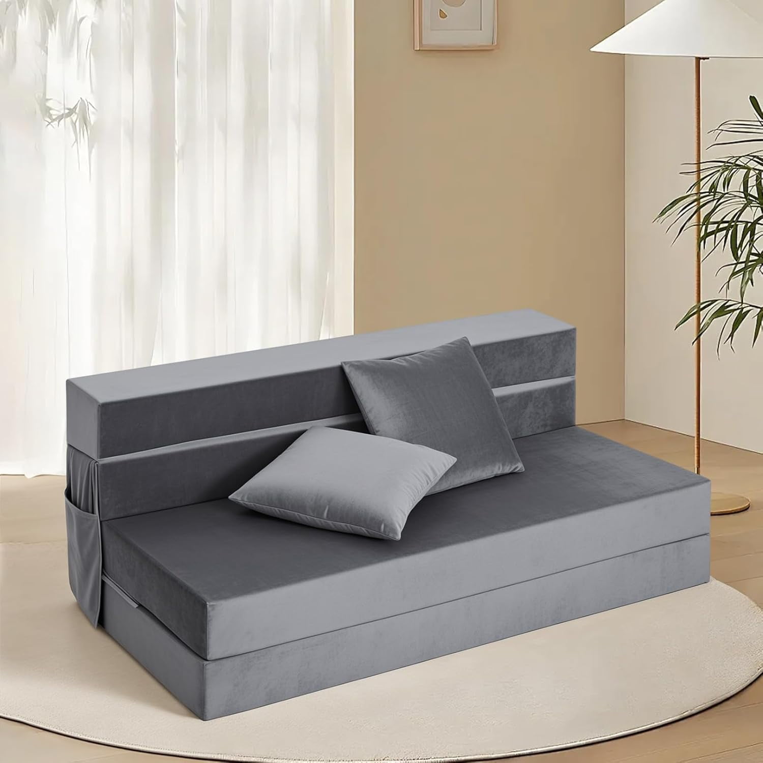Convertible 4-in-1 Foldable Sofa Bed with Pull-Out Mattress, Multi ...