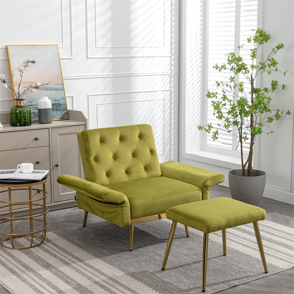 ARCTICSCORPION Convertible Accent Chair with Ottoman, Velvet ...