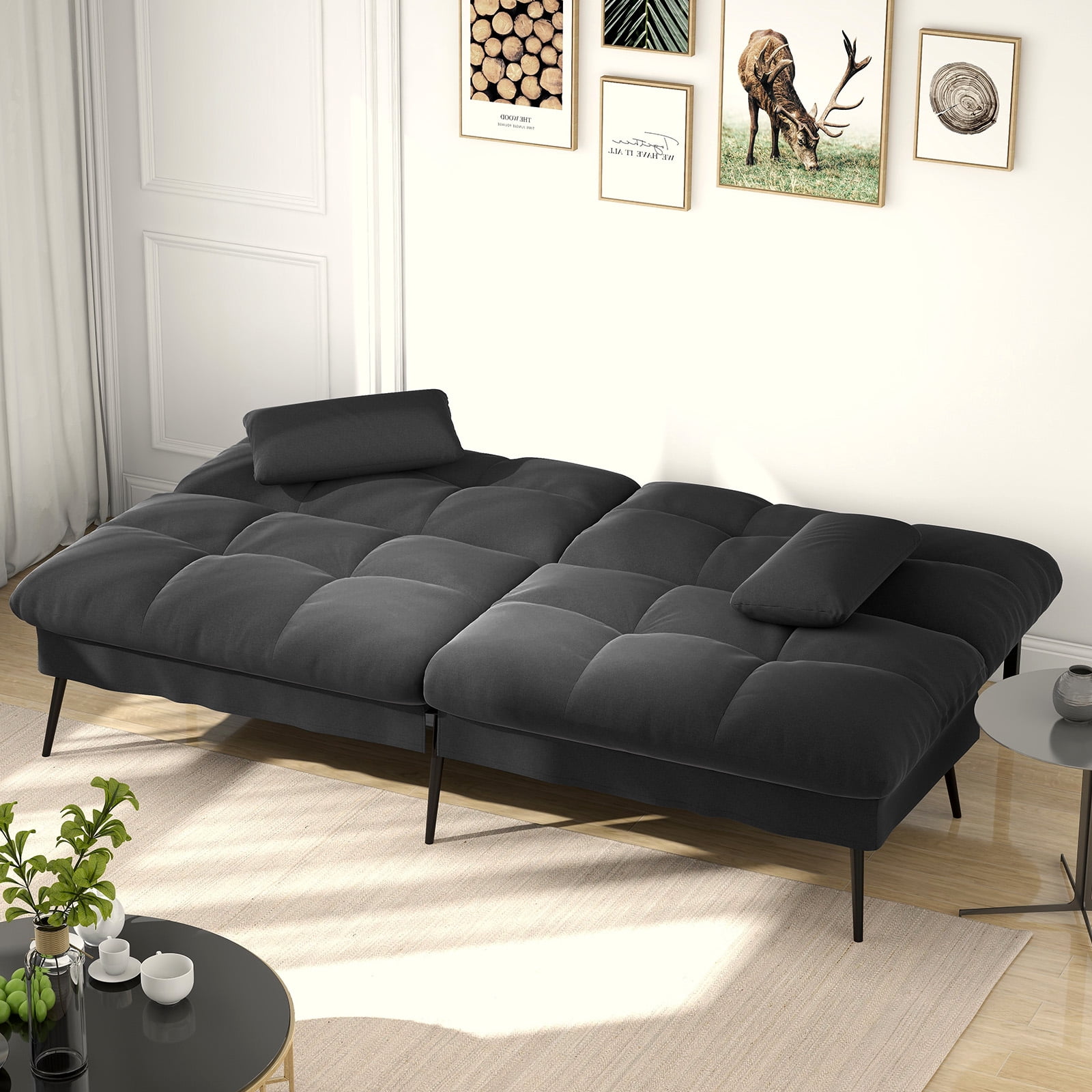 Convertible Adjustable Backrest Sofa Bed in Fabric 68 Inch Great ...