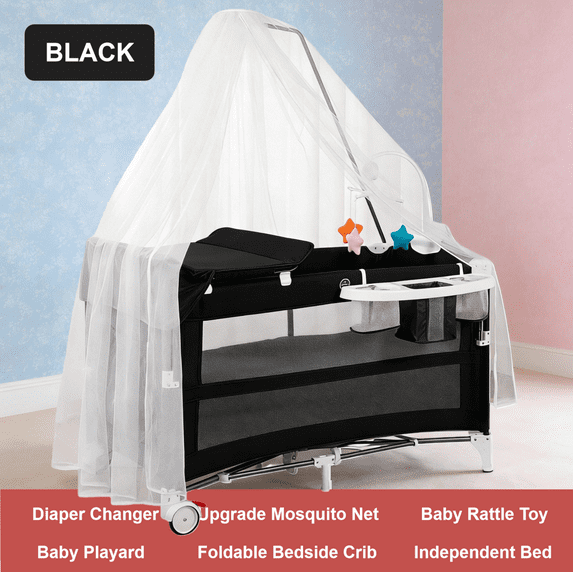 Convertible Baby Bedside Sleeper & Play Yard,Baby Bassinet with Diaper ...