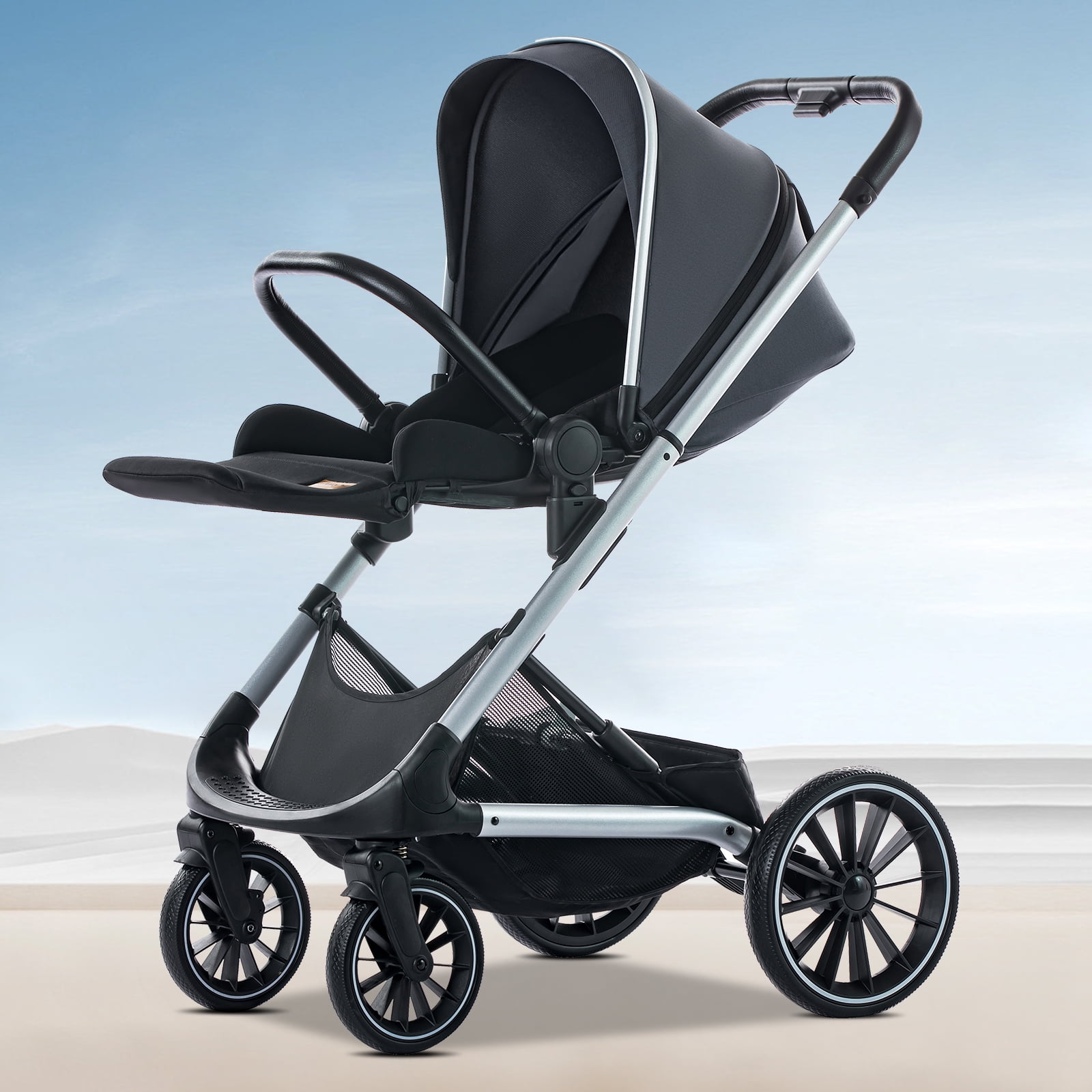 Convertible Baby Stroller, Foldable Newborn Pram, Baby Carriage ...