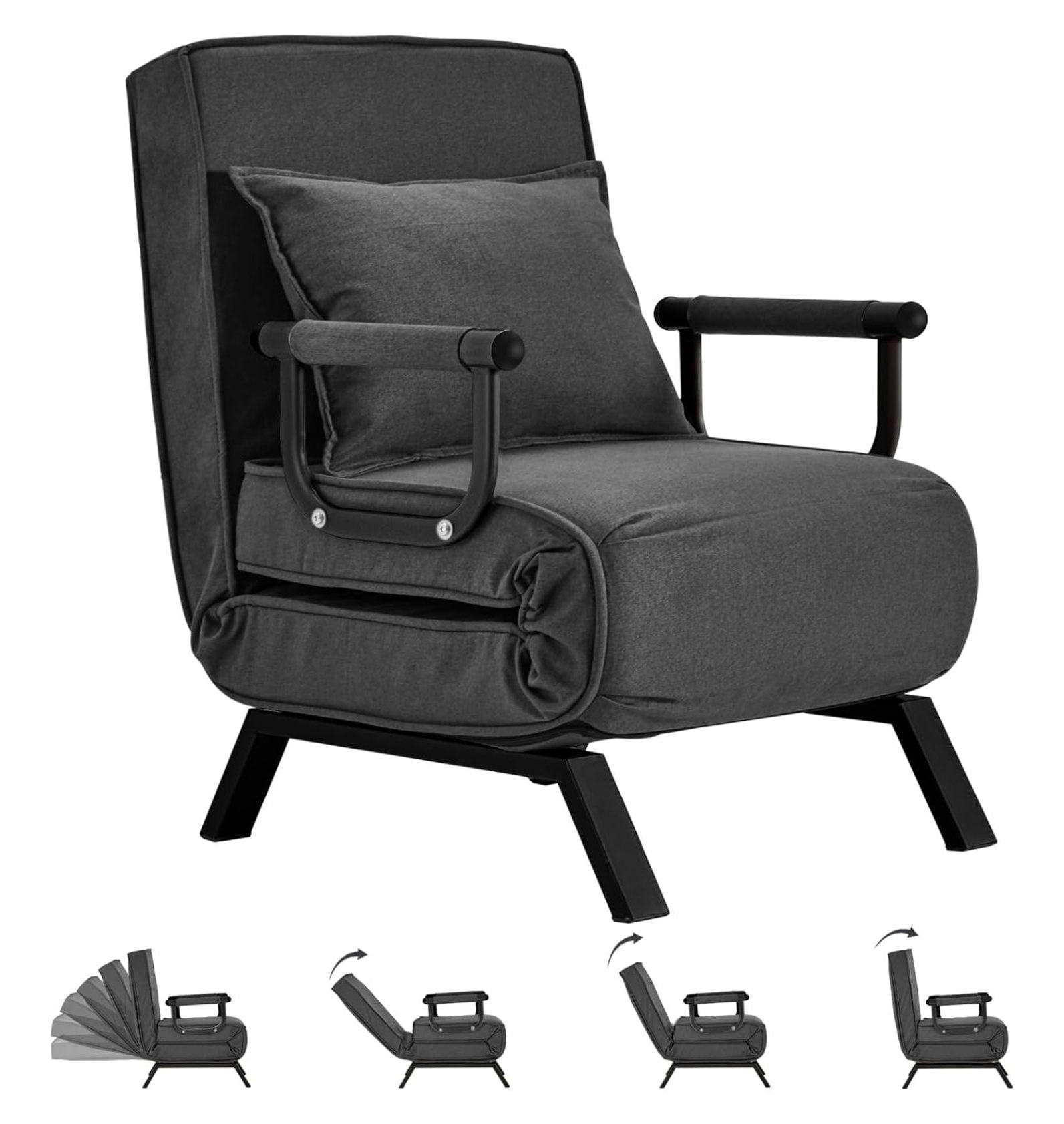 Convertible Bed Sleeper Chair,Tri-fold Upholstered Armchair Sleeper ...