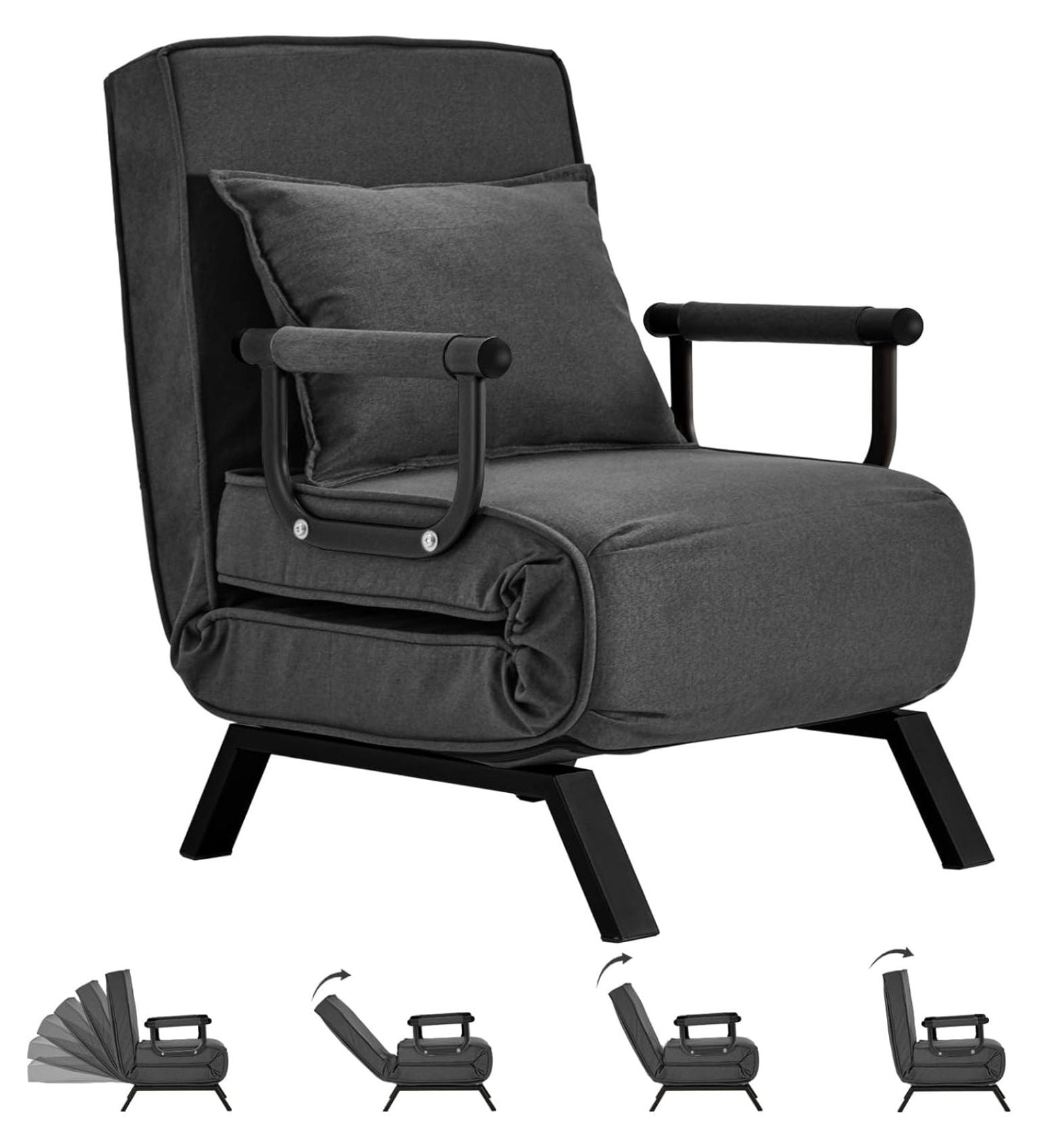 Convertible Bed Sleeper Chair,Tri-fold Upholstered Armchair Sleeper ...