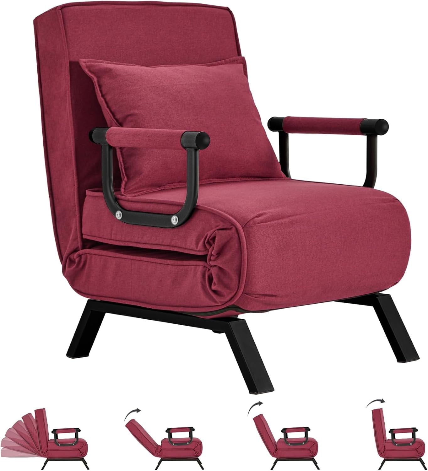 Convertible Bed Sleeper Chair,Tri-fold Upholstered Armchair Sleeper ...