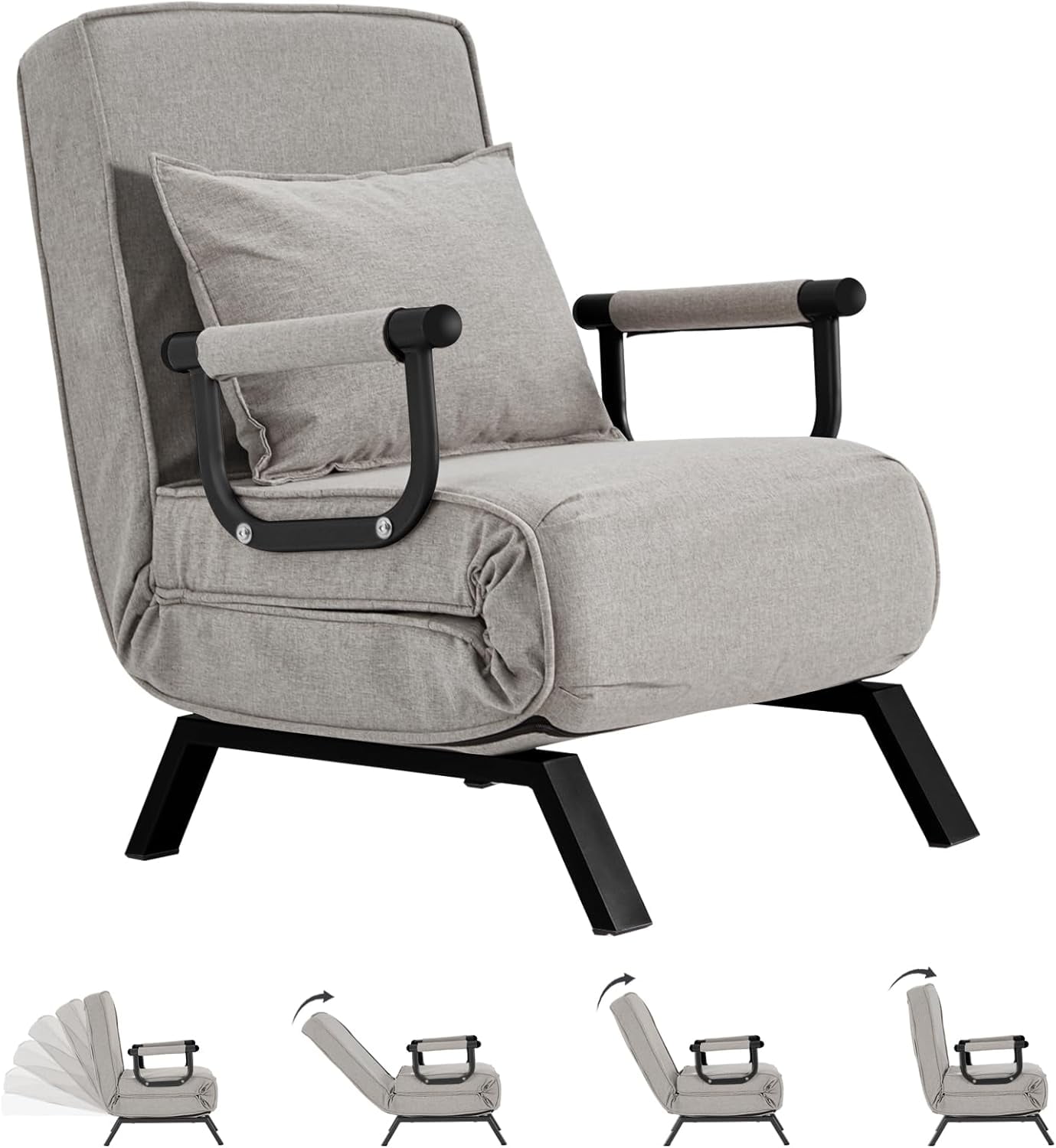 Convertible Bed Sleeper Chair,Tri-fold Upholstered Armchair Sleeper ...
