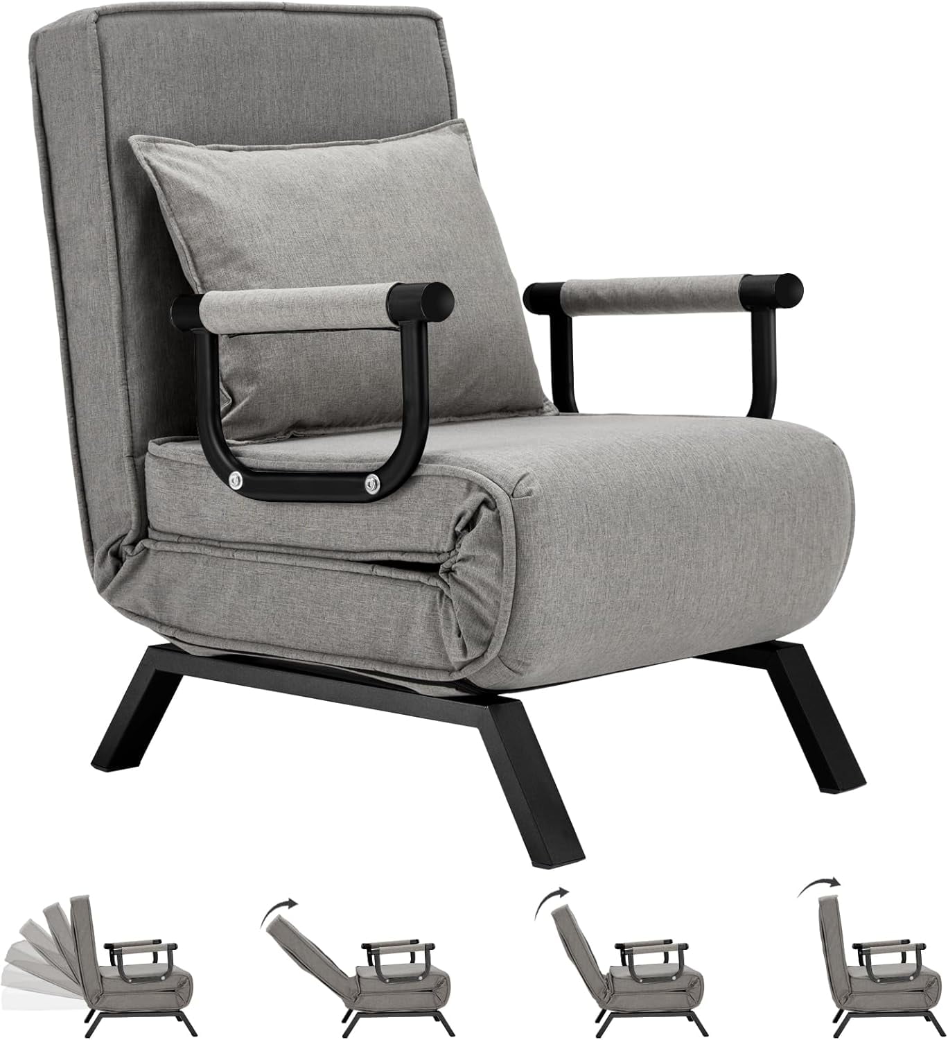Convertible Bed Sleeper Chair,Tri-fold Upholstered Armchair Sleeper ...