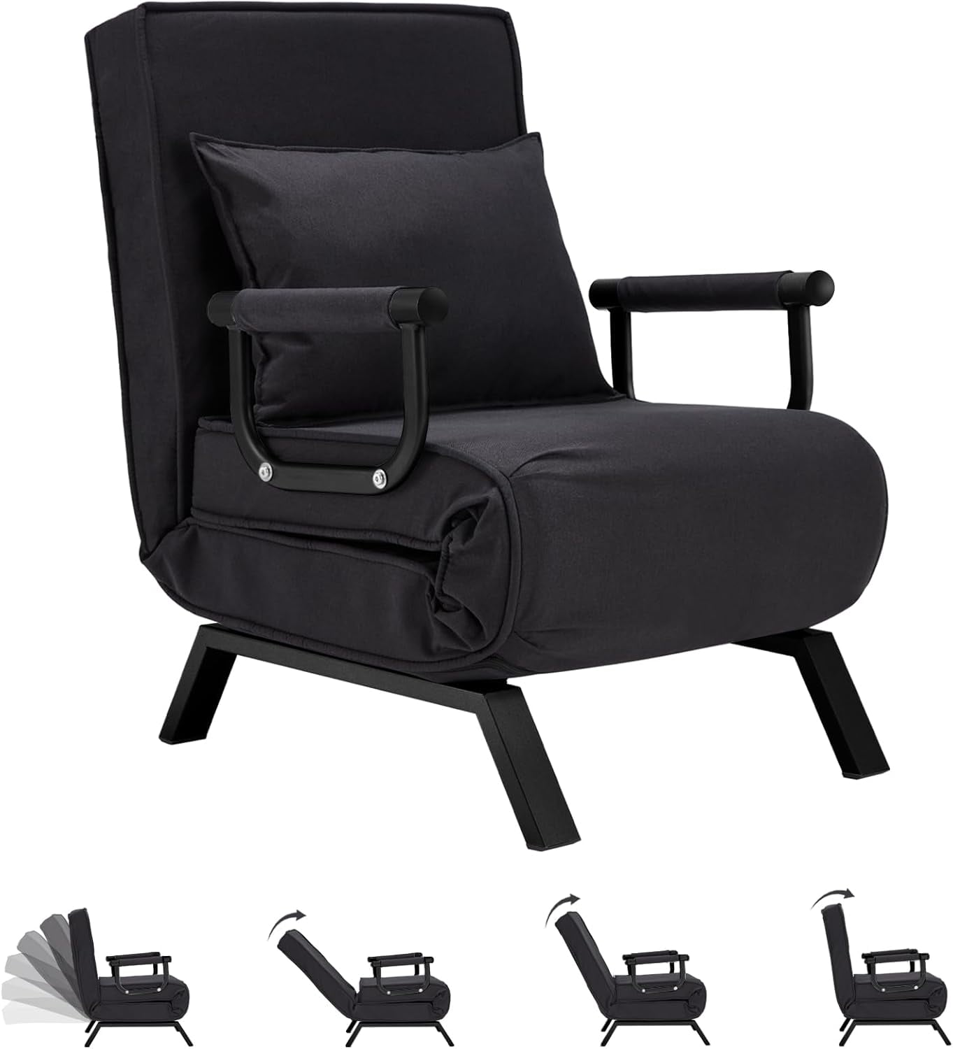 Convertible Bed Sleeper Chair,Tri-fold Upholstered Armchair Sleeper ...