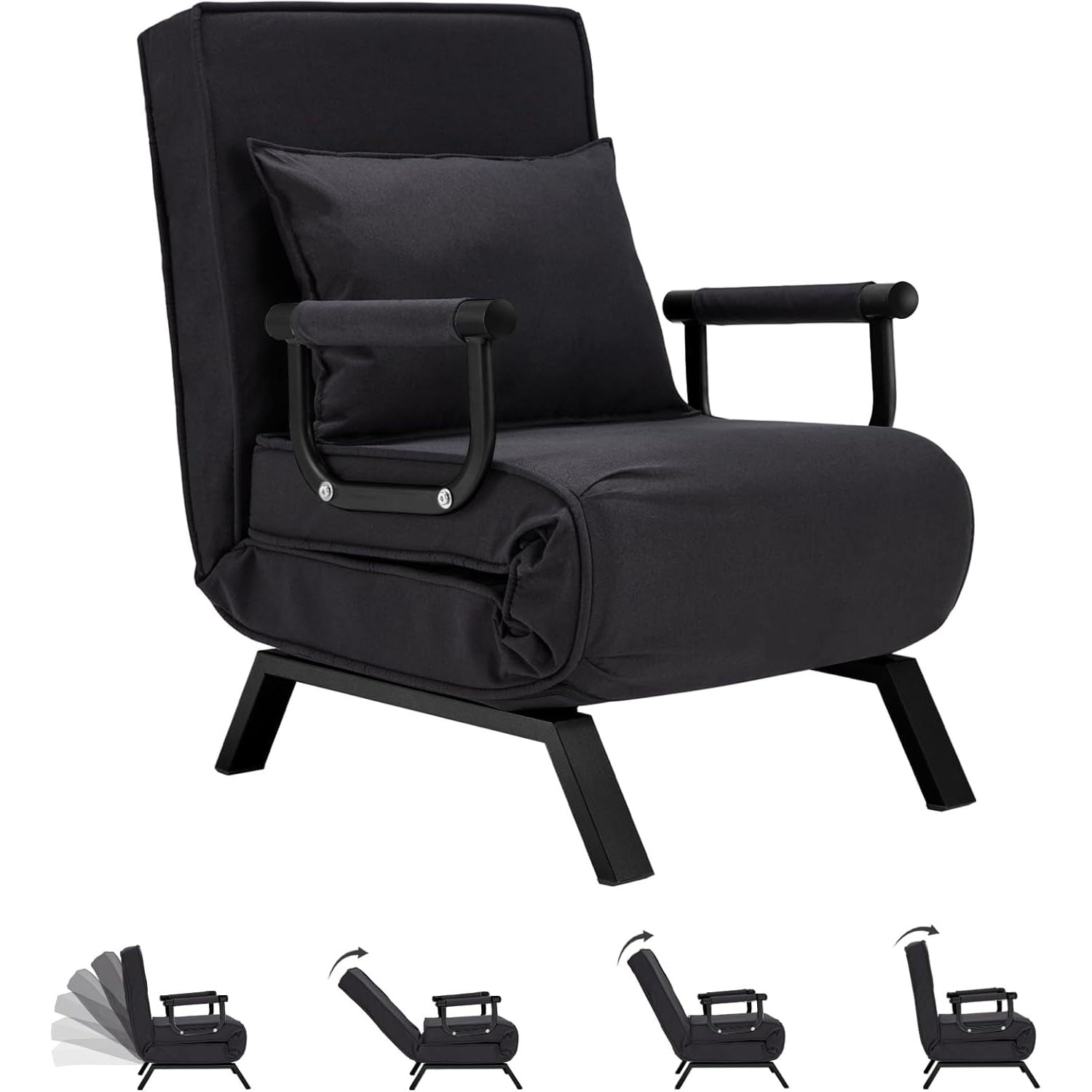 Convertible Bed Sleeper Chair,Tri-fold Upholstered Armchair Sleeper ...