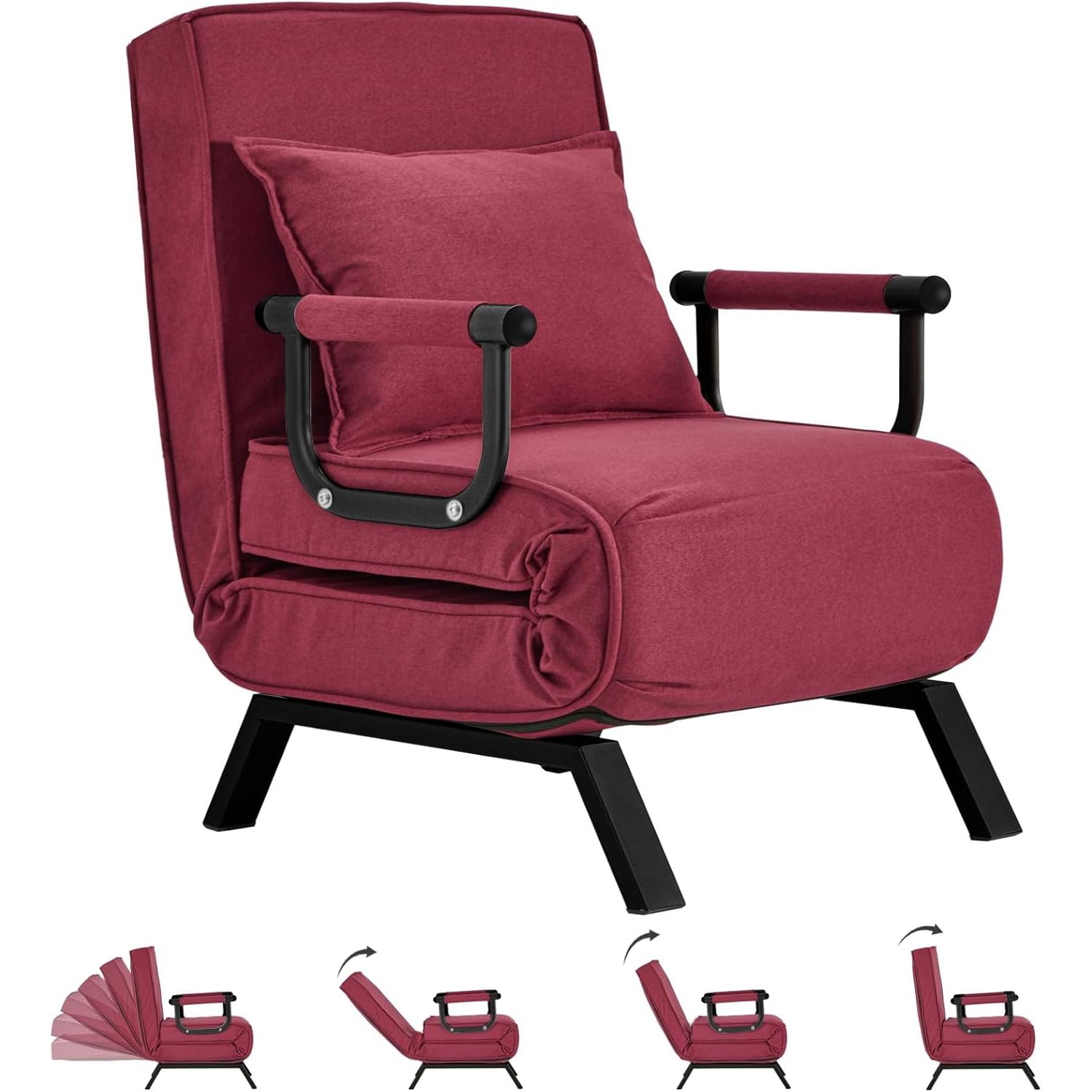 Convertible Bed Sleeper Chair,Tri-fold Upholstered Armchair Sleeper ...