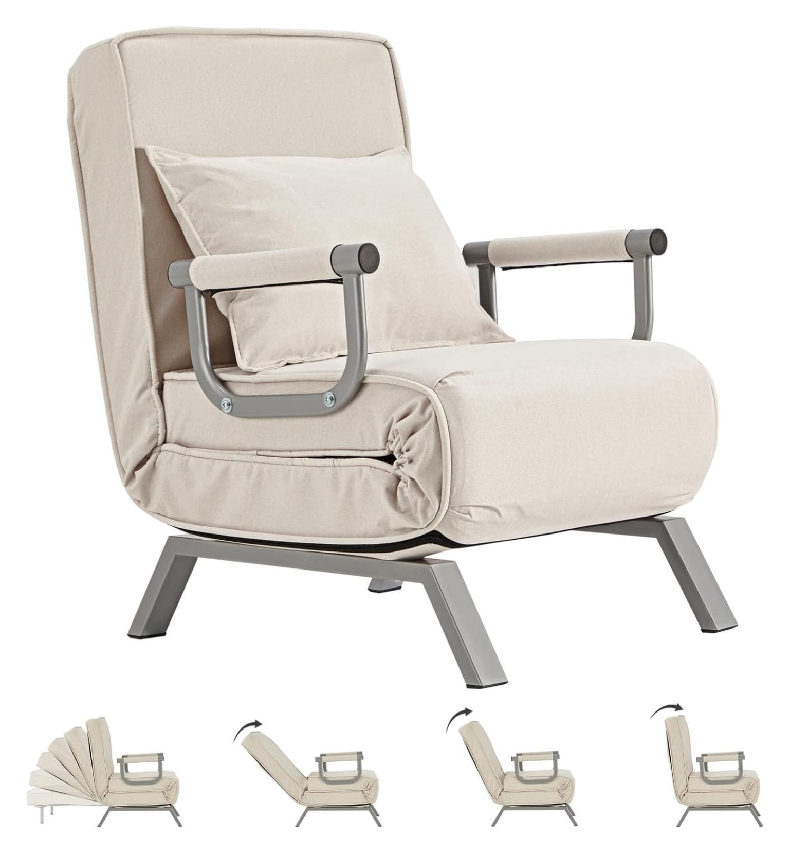 Convertible Bed Sleeper Chair,Tri-fold Upholstered Armchair Sleeper ...