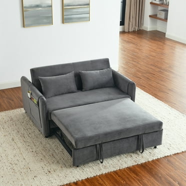 54" Convertible Sofa Bed, Modern Sleeper Sofa with Retractable Bed ...