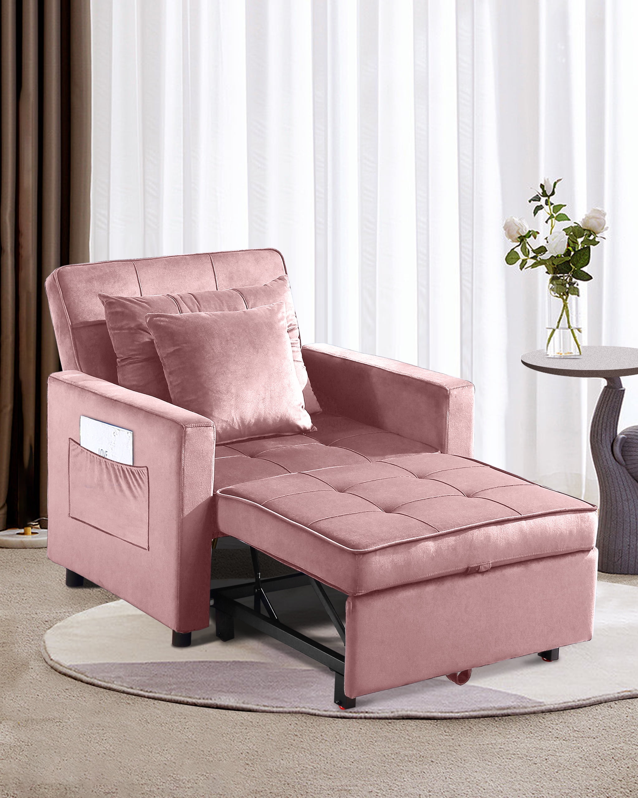 Convertible Chair Bed, Sleeper Chair Bed 3 in 1, Stepless Adjustable ...