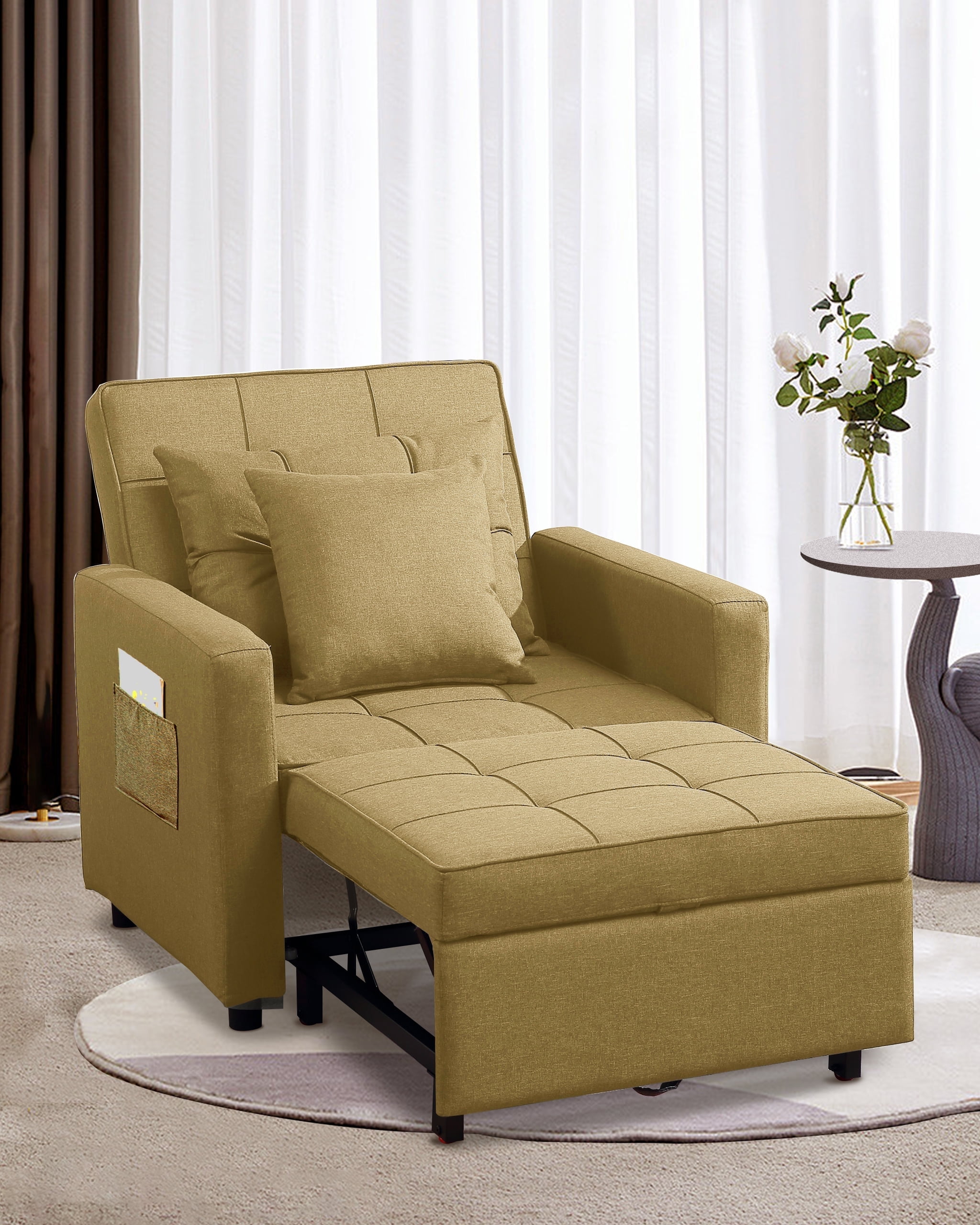 Convertible Chair Bed, Sleeper Chair Bed 3 in 1, Stepless Adjustable ...