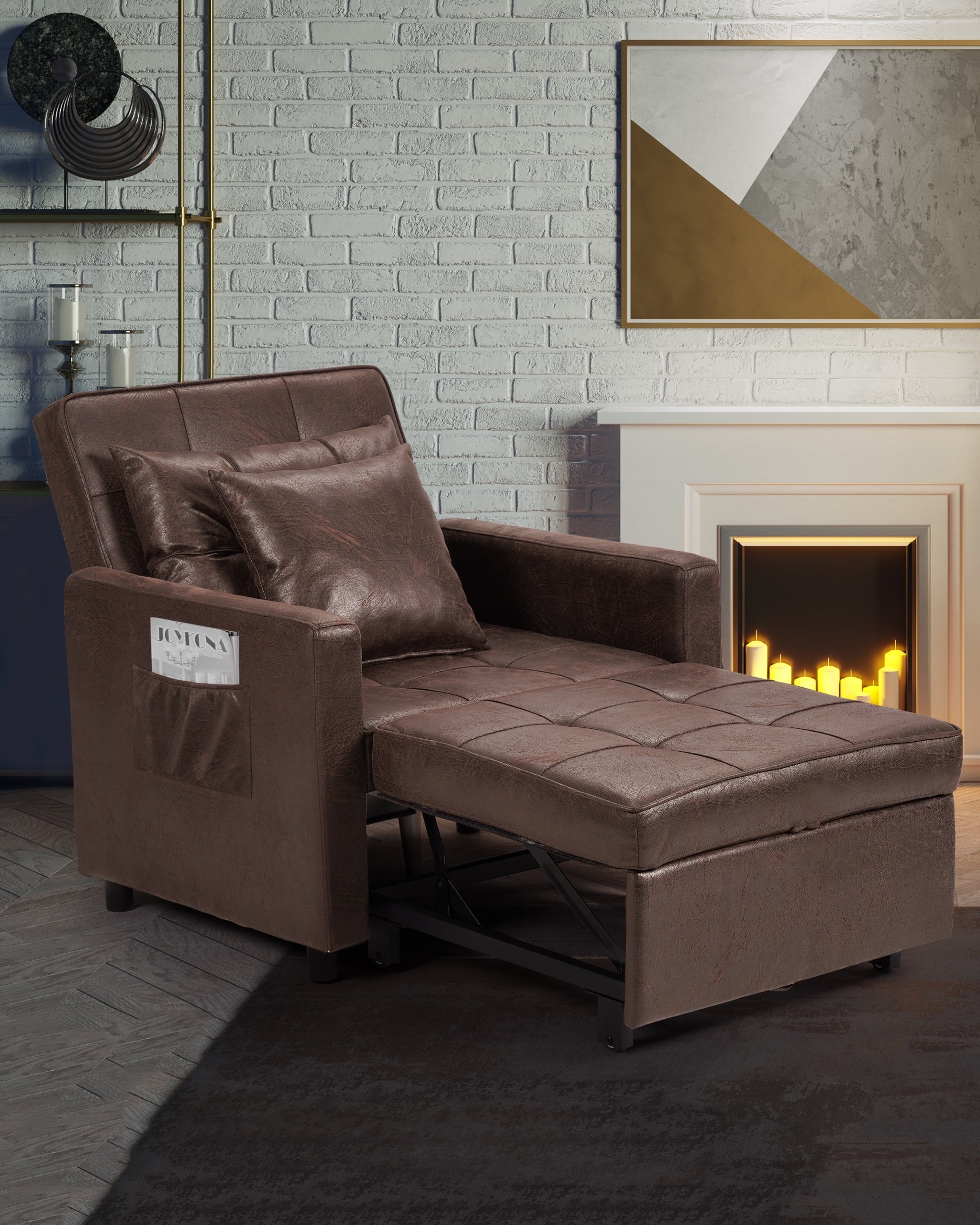 Convertible Chair Bed, Sleeper Chair Bed 3 in 1, Stepless Adjustable ...