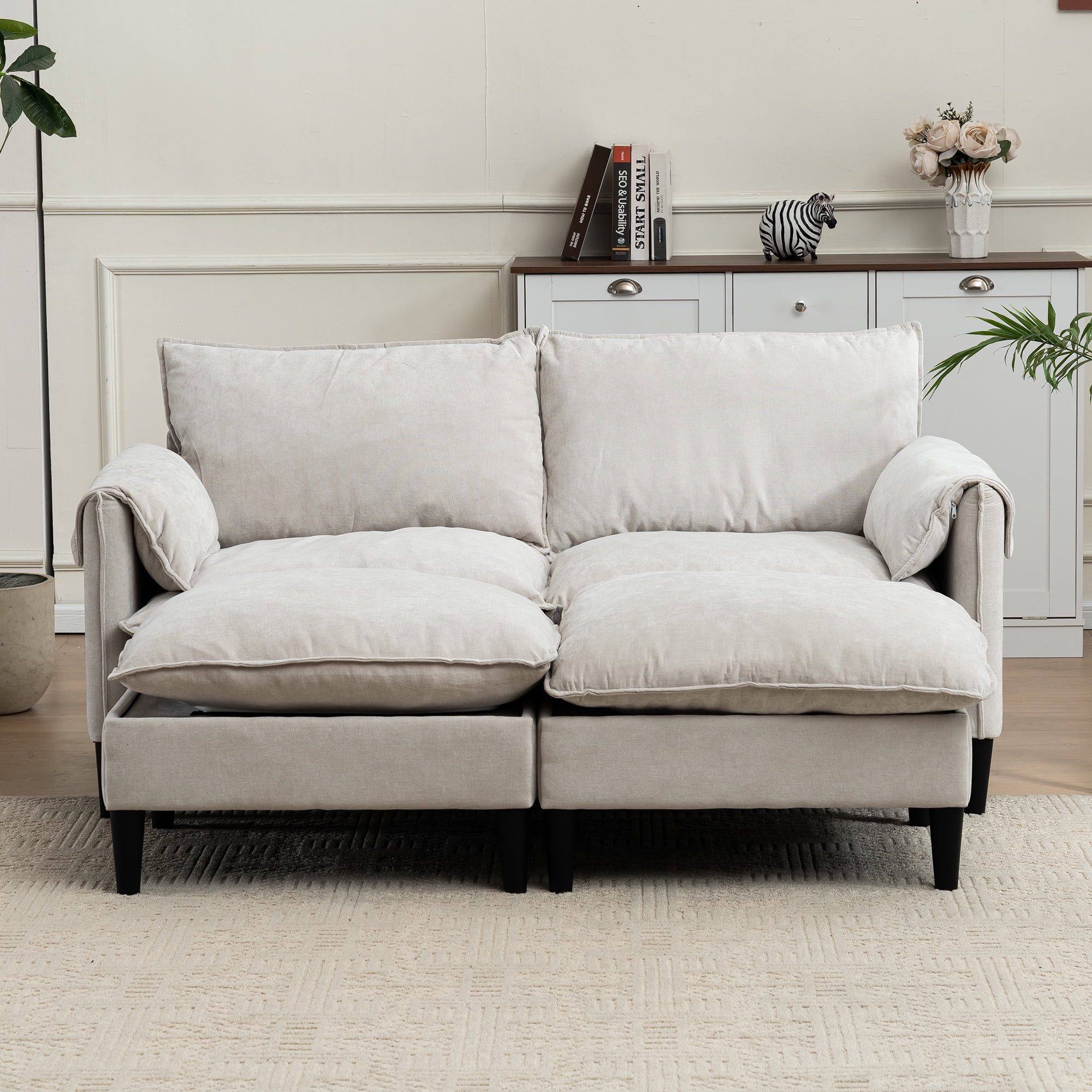 Convertible Combination Sofa Sofa U-Shaped Sofa with Footstools with ...