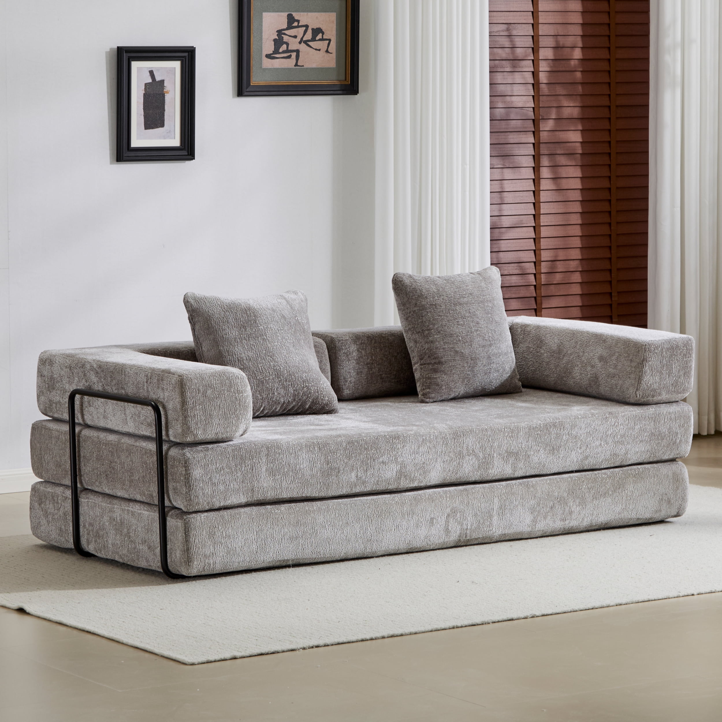 Convertible Couch Sofa Bed Foldable Floor Sleeper | Modern Fold Out Couch | No Assembly ...